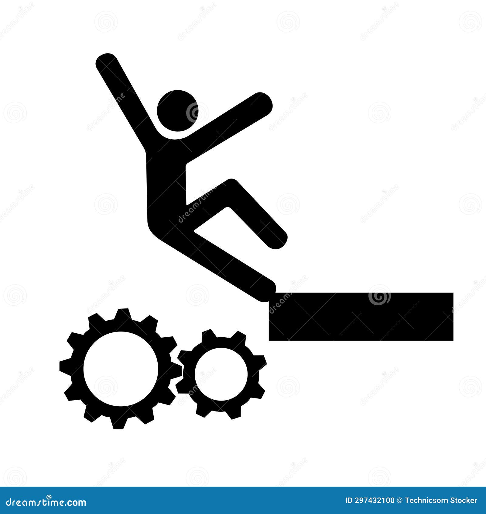Falling of Moving Machinery Hazard Black Icon,Vector Illustration ...