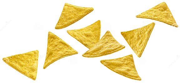 Falling Nachos Isolated on White Background with Clipping Path ...