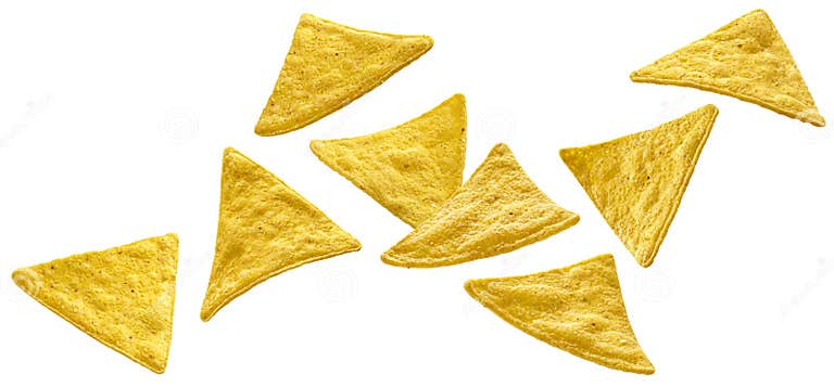 Falling Nachos Isolated on White Background with Clipping Path ...