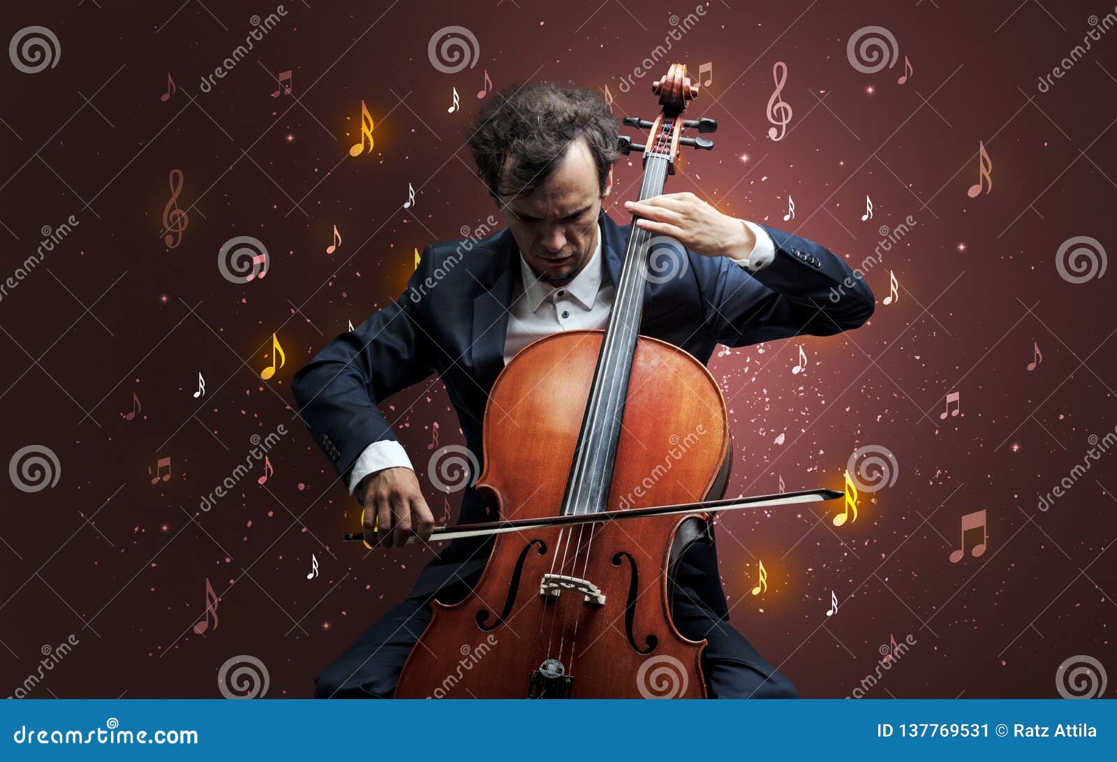 Falling Notes with Classical Musician Stock Illustration - Illustration ...