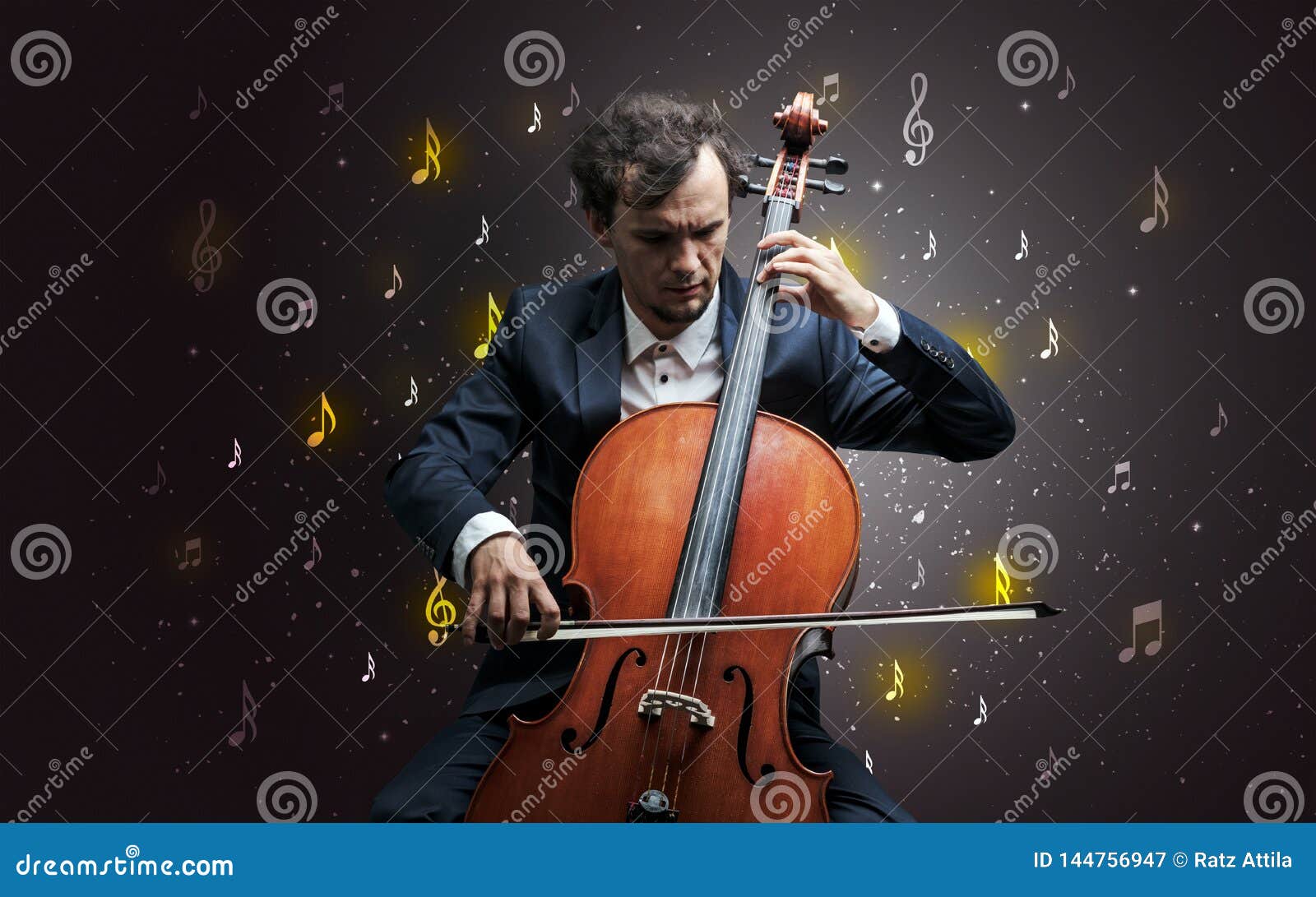Falling Notes with Classical Musician Stock Image - Image of diverse ...