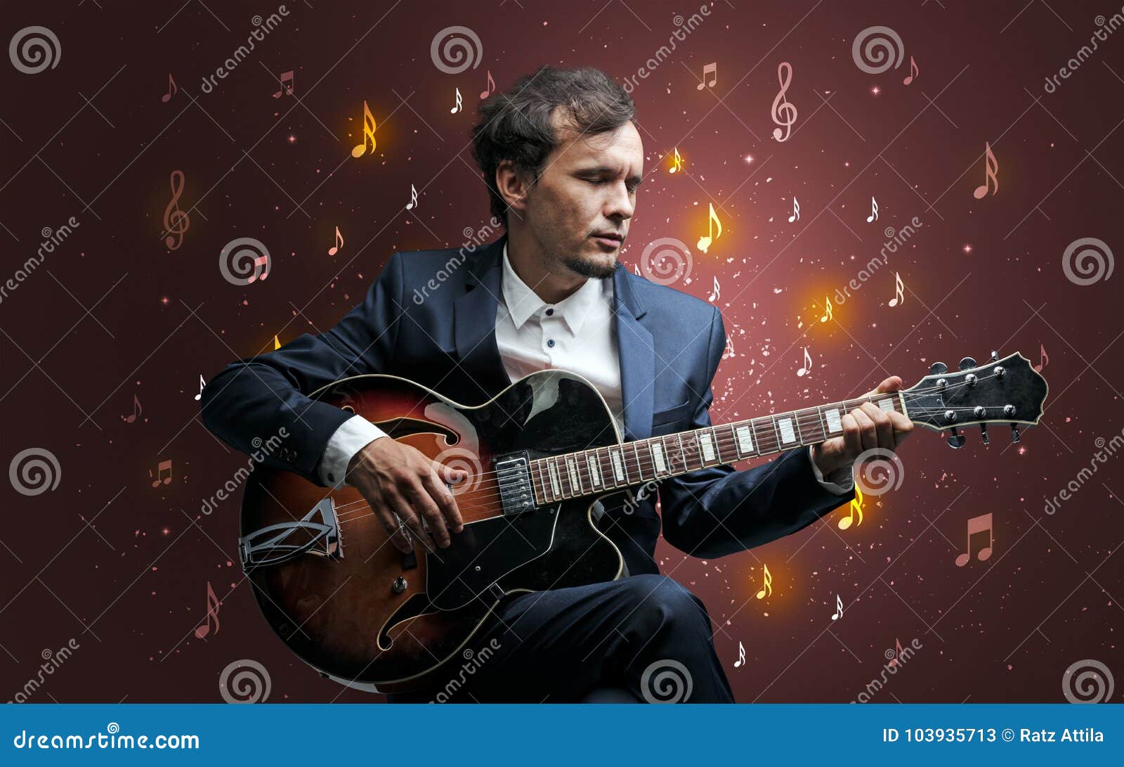 Falling Notes with Classical Musician Stock Image - Image of colorful ...