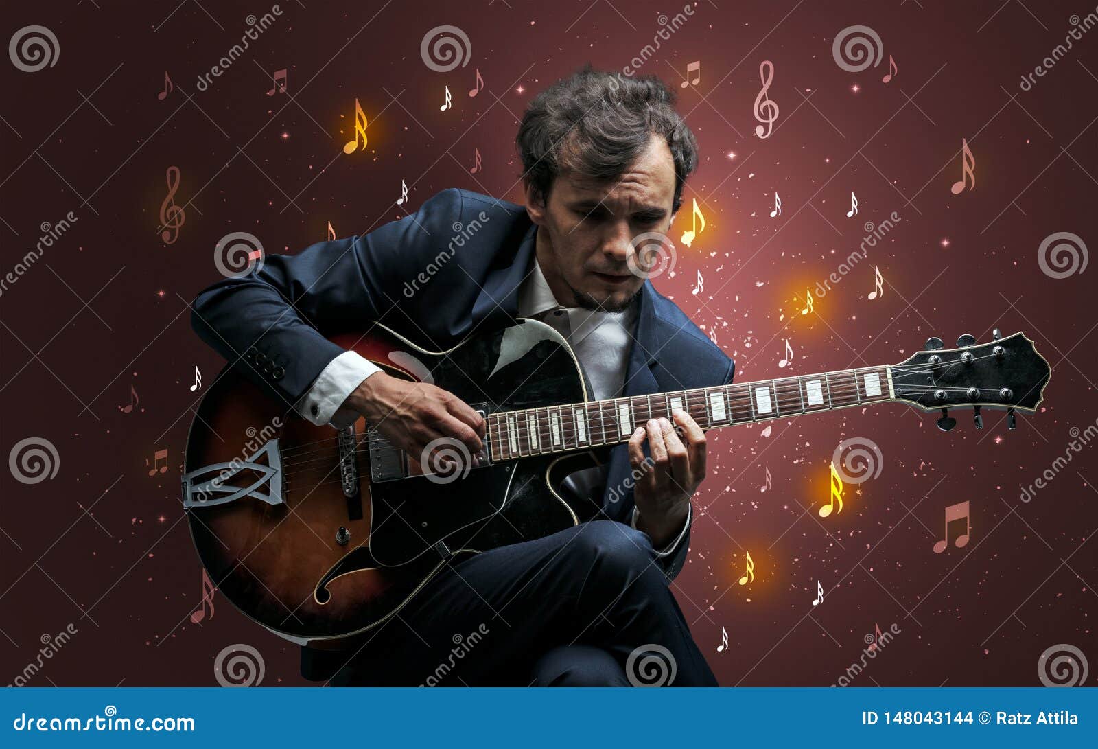 Falling Notes with Classical Musician Stock Photo - Image of lifestyle ...