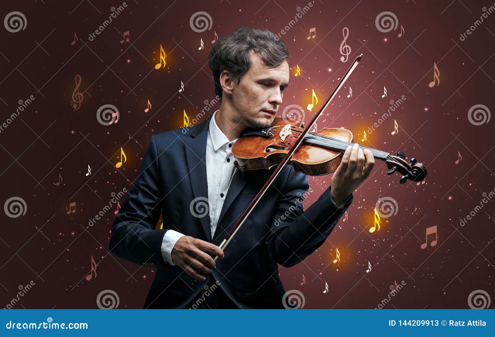 Falling Notes with Classical Musician Stock Image - Image of musical ...