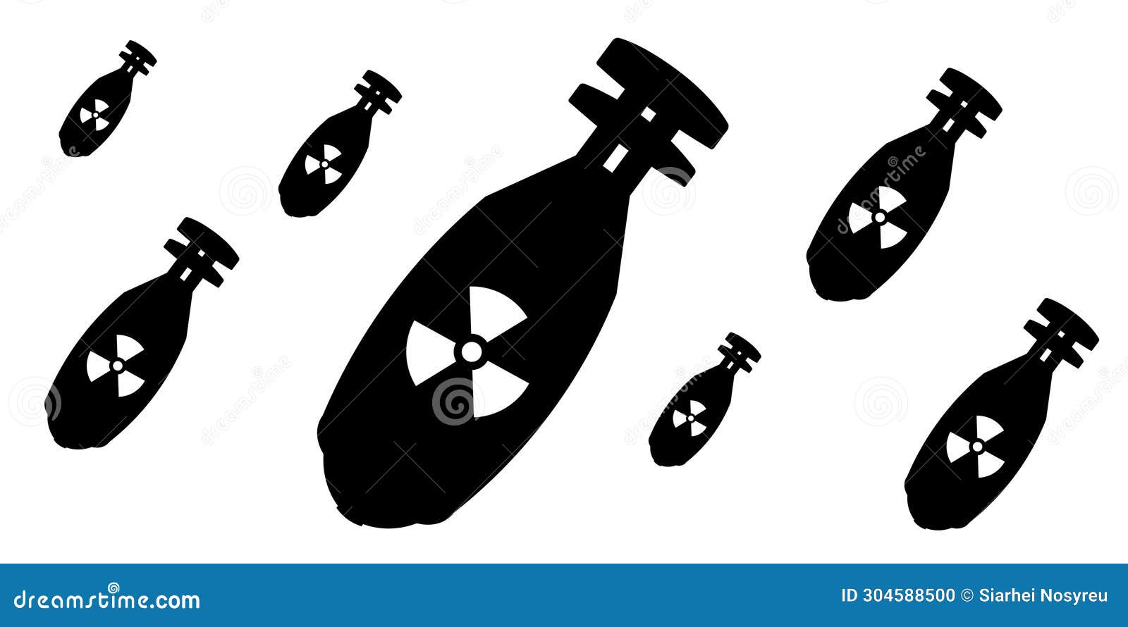 Falling Nuclear Bombs Silhouette Vector Illustration Stock Vector ...
