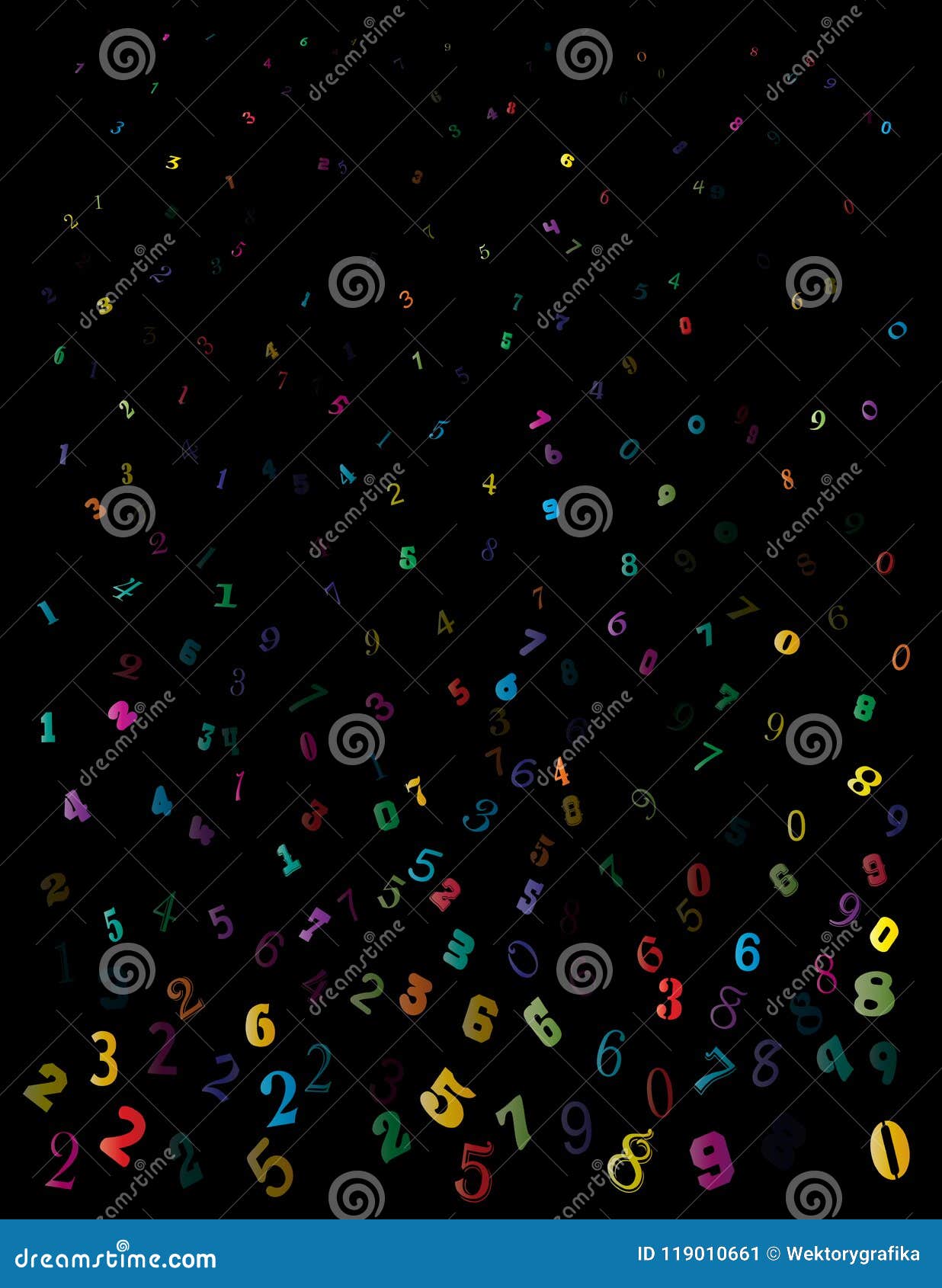 Falling Numbers, Digits Beautiful Background Design Wallpaper Stock ...
