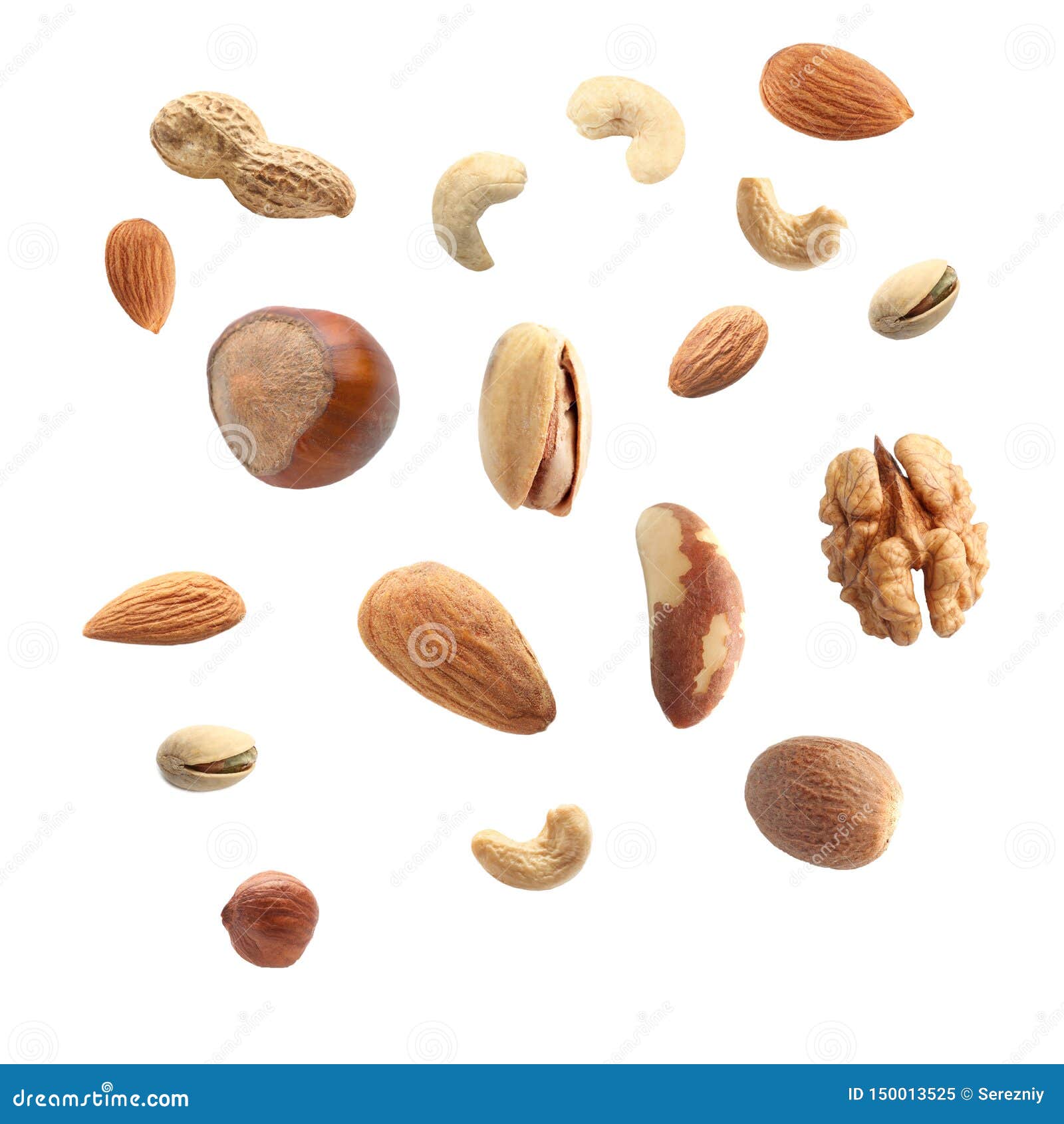 Falling Nuts on White Background Stock Image - Image of diet, food ...