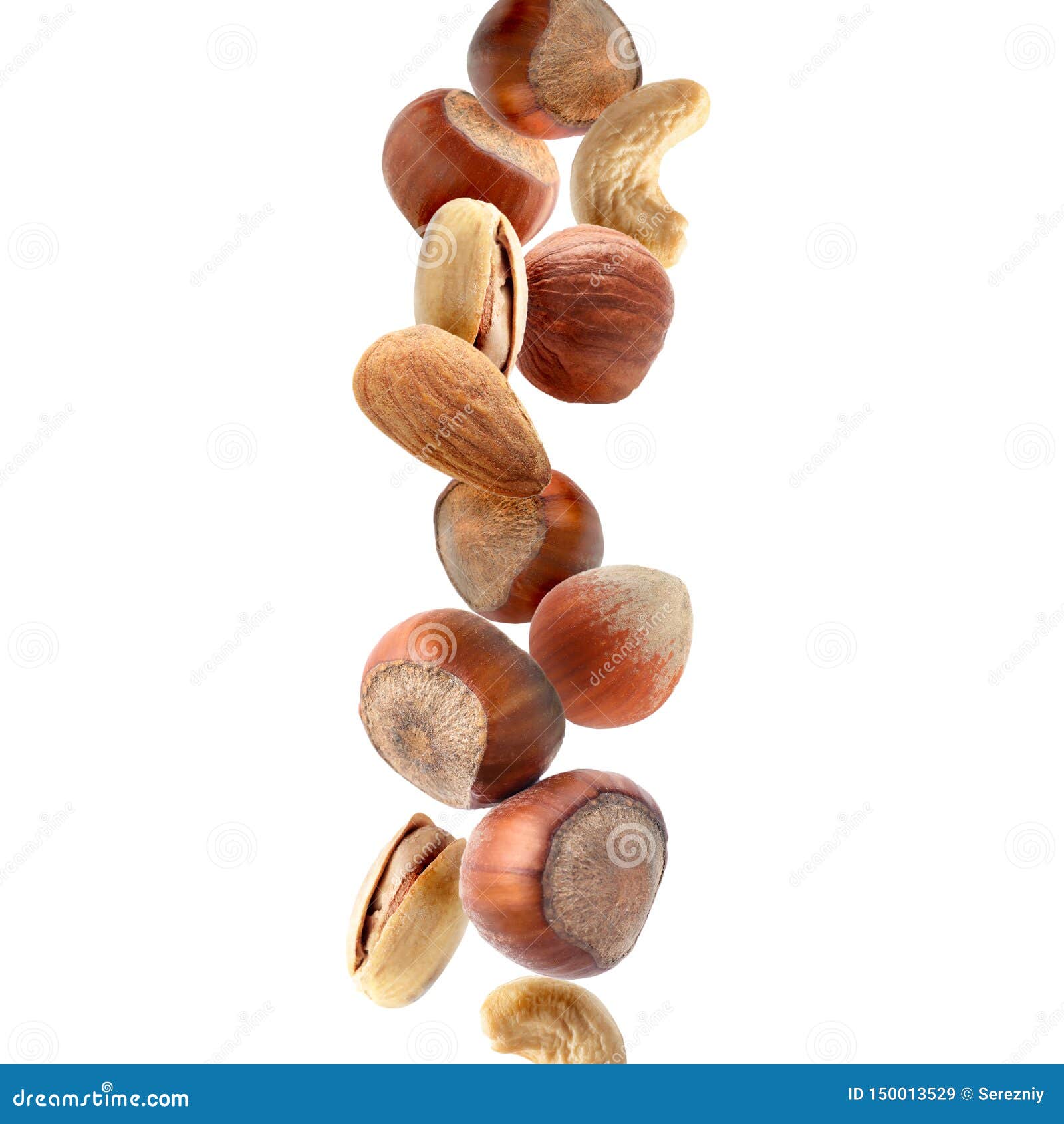 Falling Nuts on White Background Stock Image - Image of energy ...
