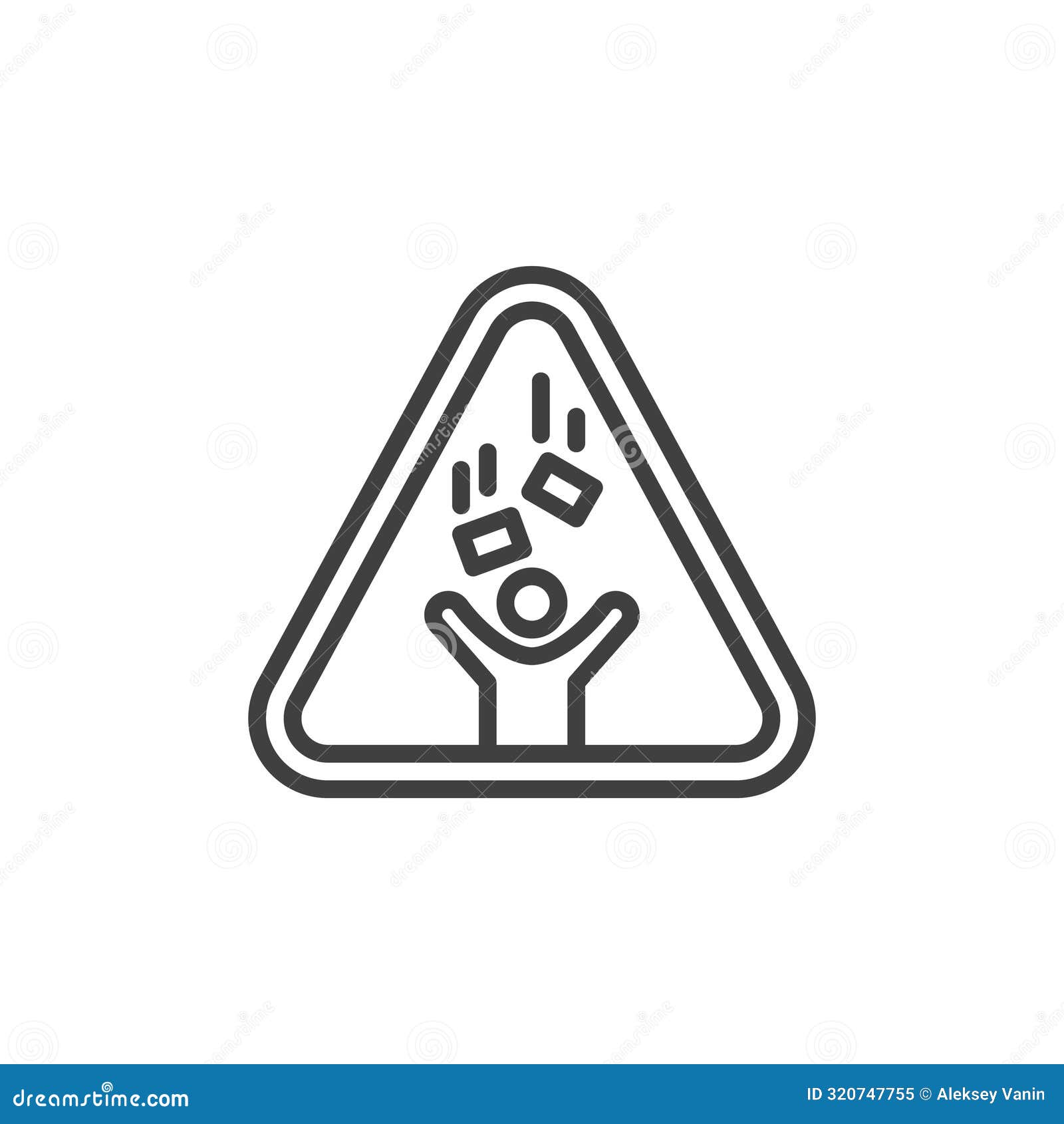 Falling Objects Sign Line Icon Stock Vector - Illustration of safety ...