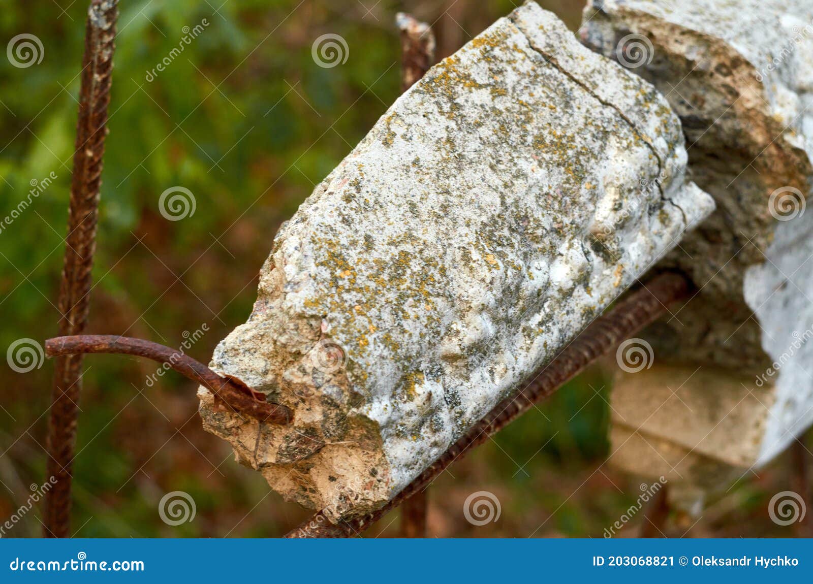 Falling Off Piece of Concrete Fence Stock Image - Image of fence ...