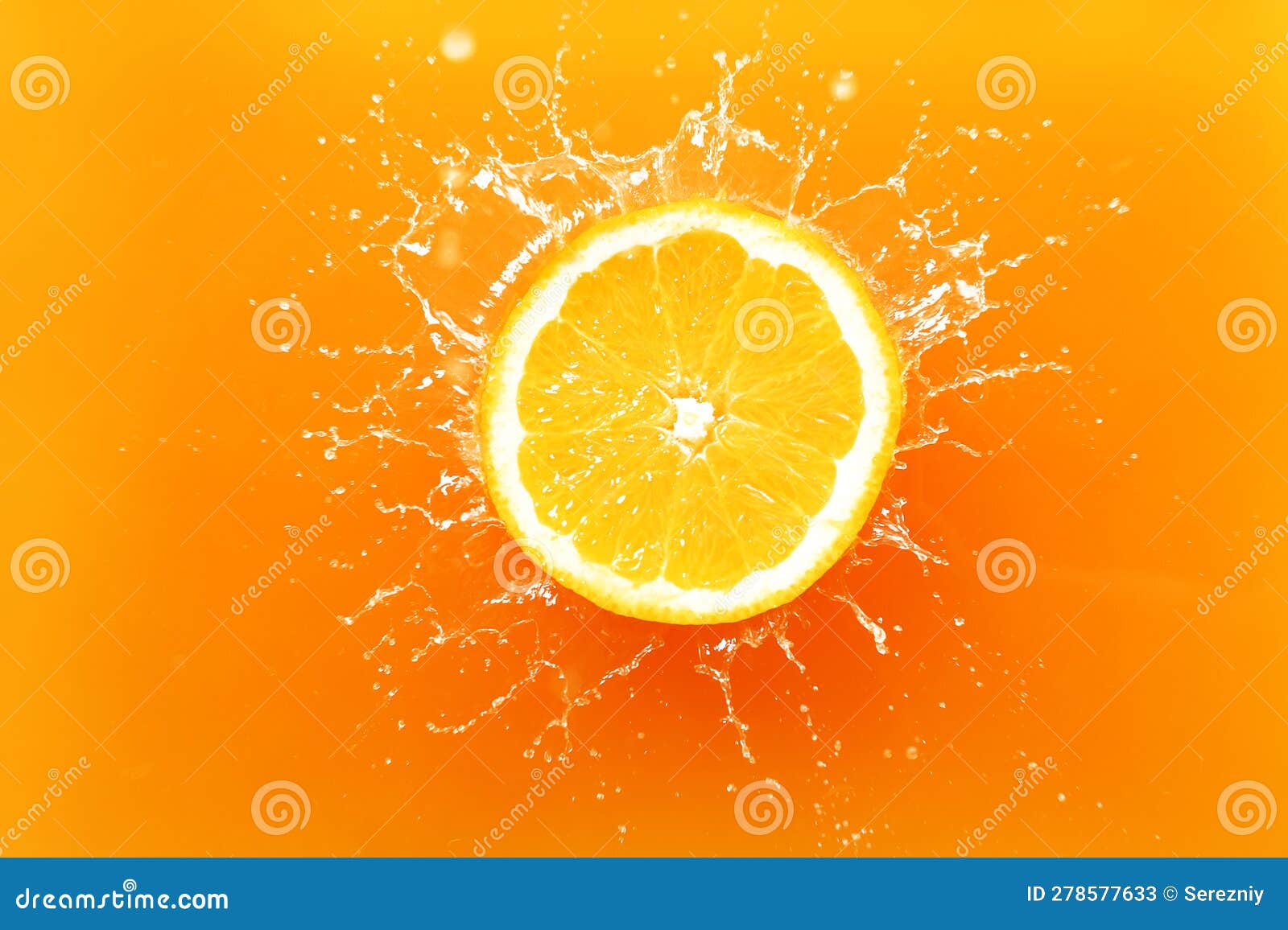 Falling of Orange Piece into Juice, Top View Stock Image - Image of ...