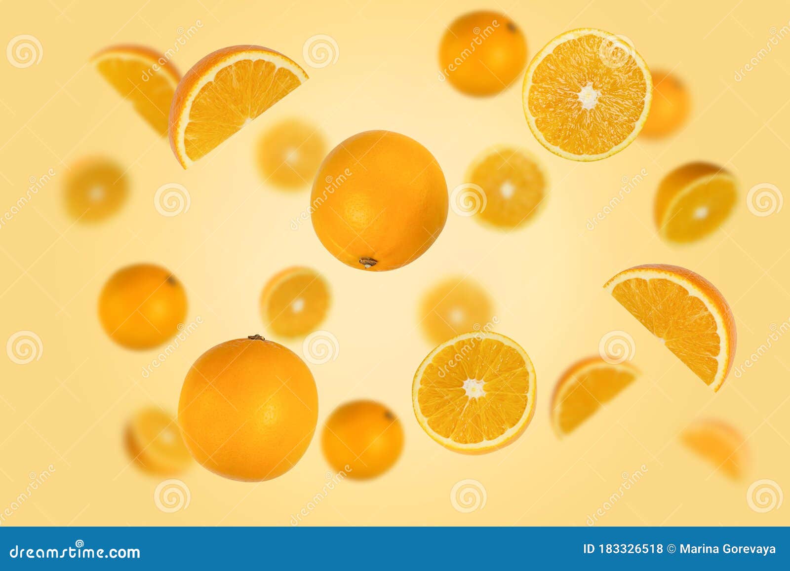 Falling Oranges Isolated on a Colored Background with Clipping Path As ...
