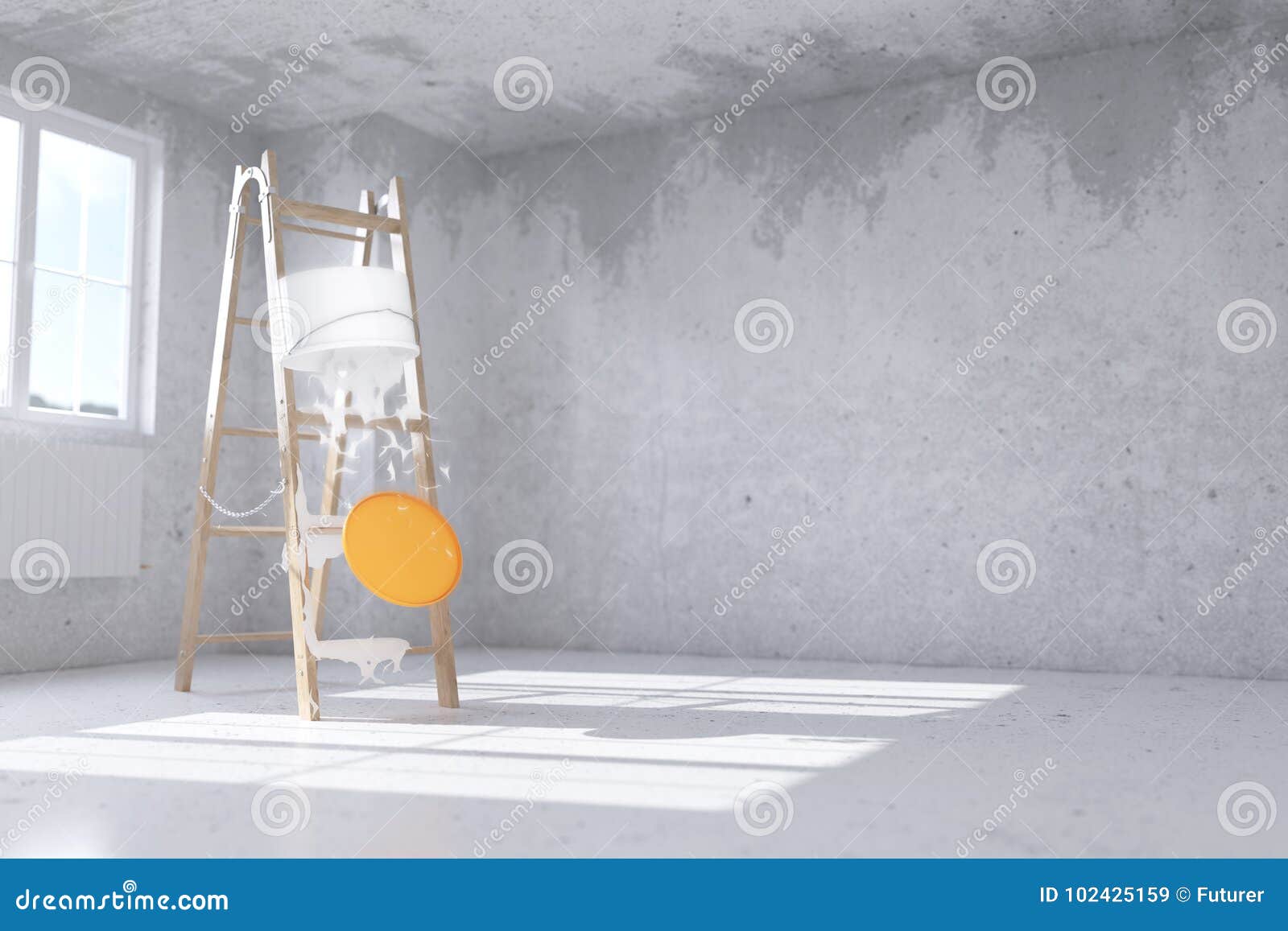 Falling Paint Bucket - 3D Rendering Stock Illustration - Illustration ...