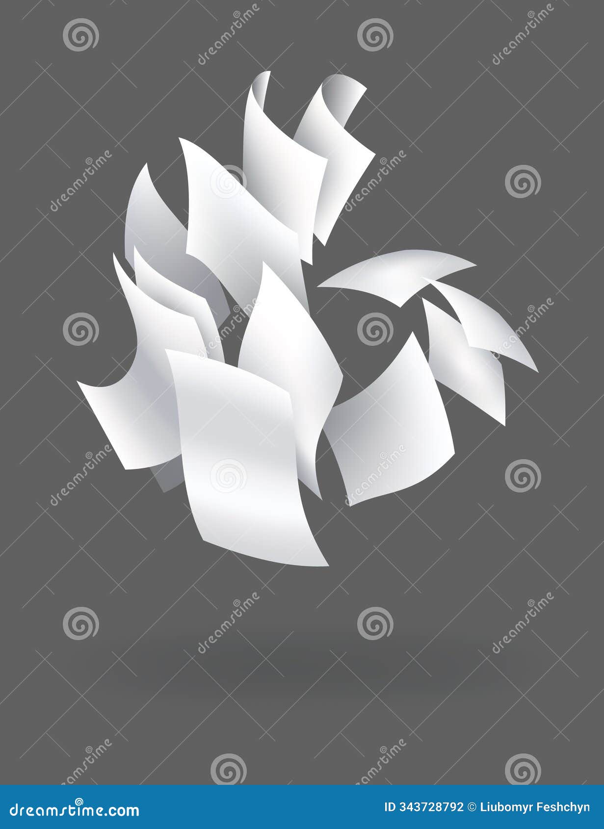 Falling Paper Sheets. Set of Flying Curved Leaves of Paper. Vector ...