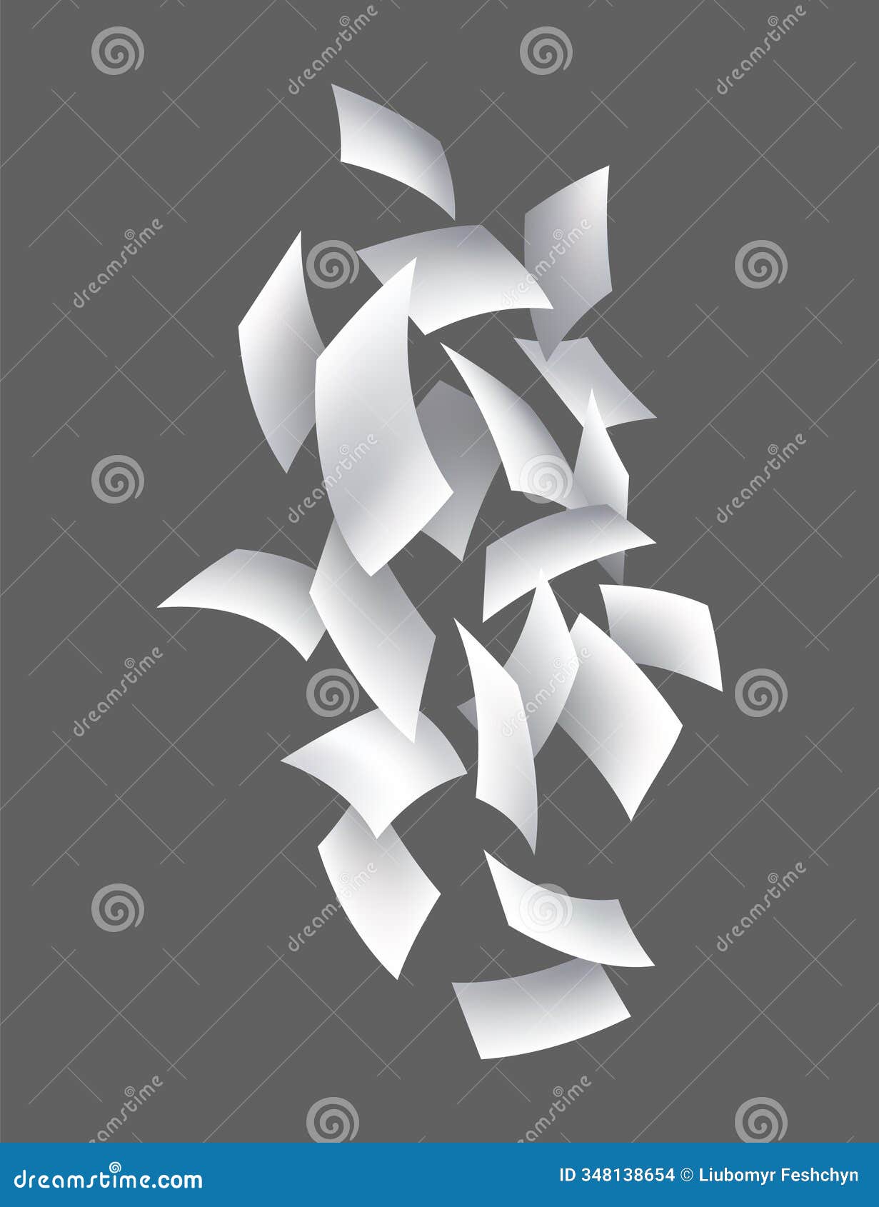Falling Paper Sheets. Set of Flying Curved Leaves of Paper. Vector ...