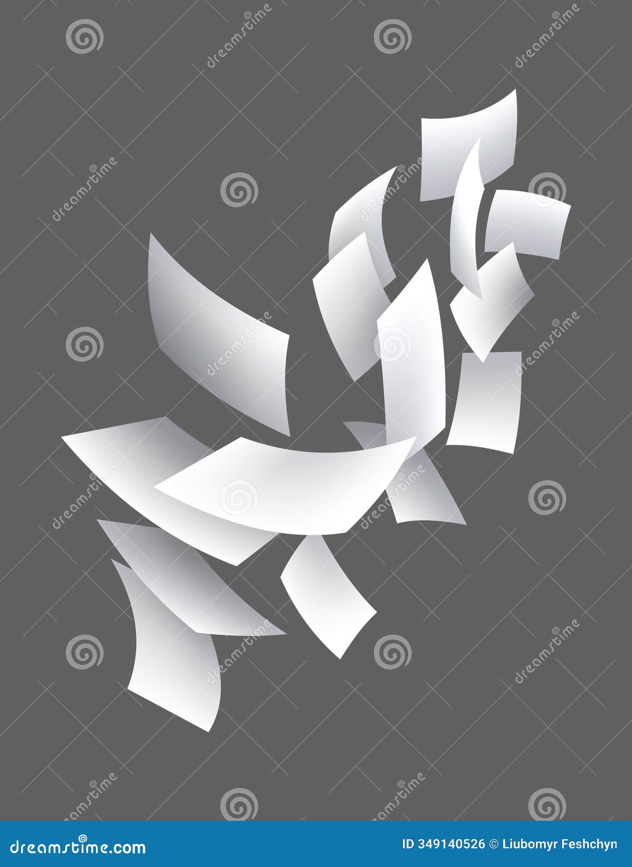 Falling Paper Sheets. Set of Flying Curved Leaves of Paper. Vector ...