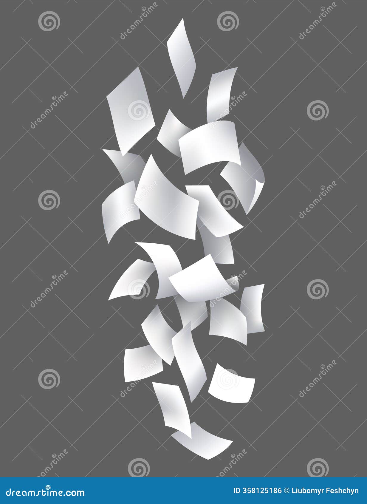 Falling Paper Sheets With Curved Corners. Paperwork. Vector ...