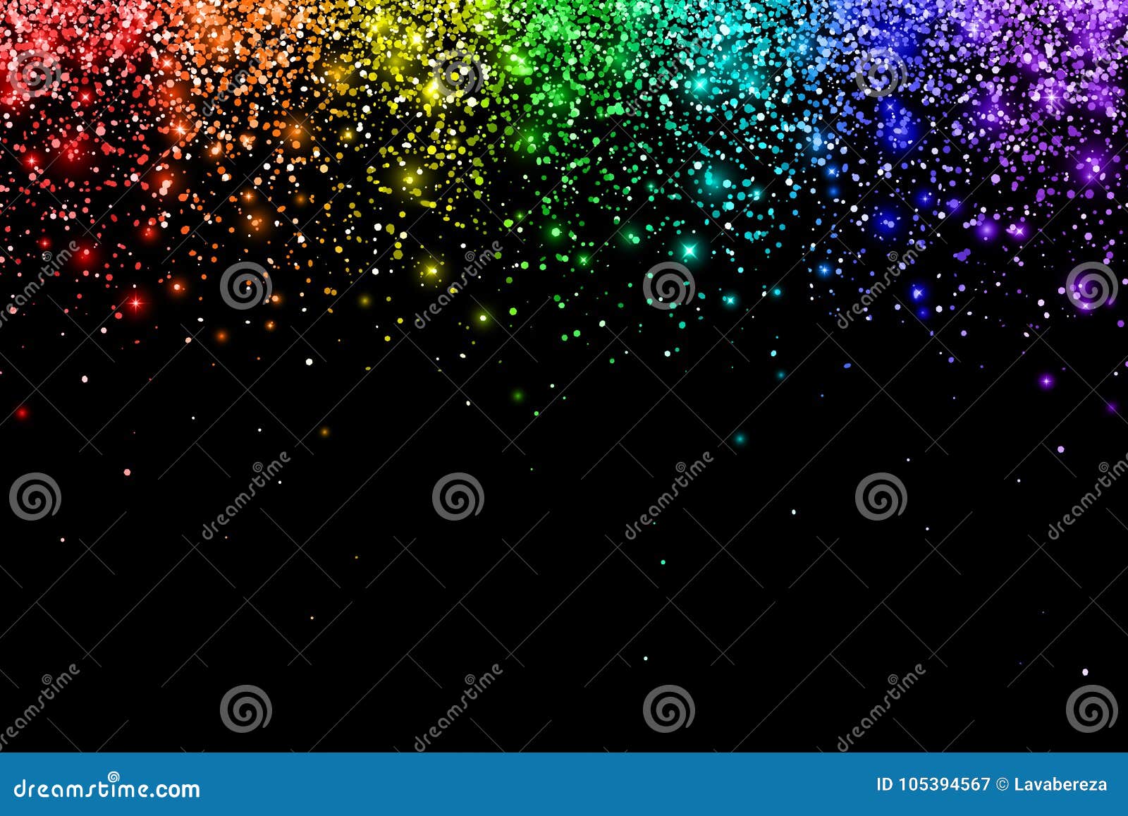 Falling Particles with Rainbow Color Effect on Black Background. Vector ...