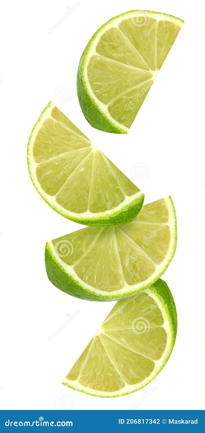 Falling Pieces of Lime Isolated on White Background Stock Photo - Image ...