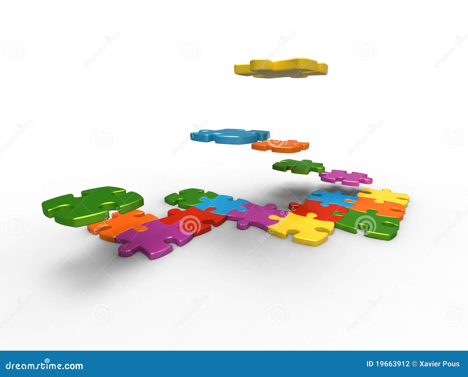 Falling pieces of puzzle stock illustration. Illustration of link ...