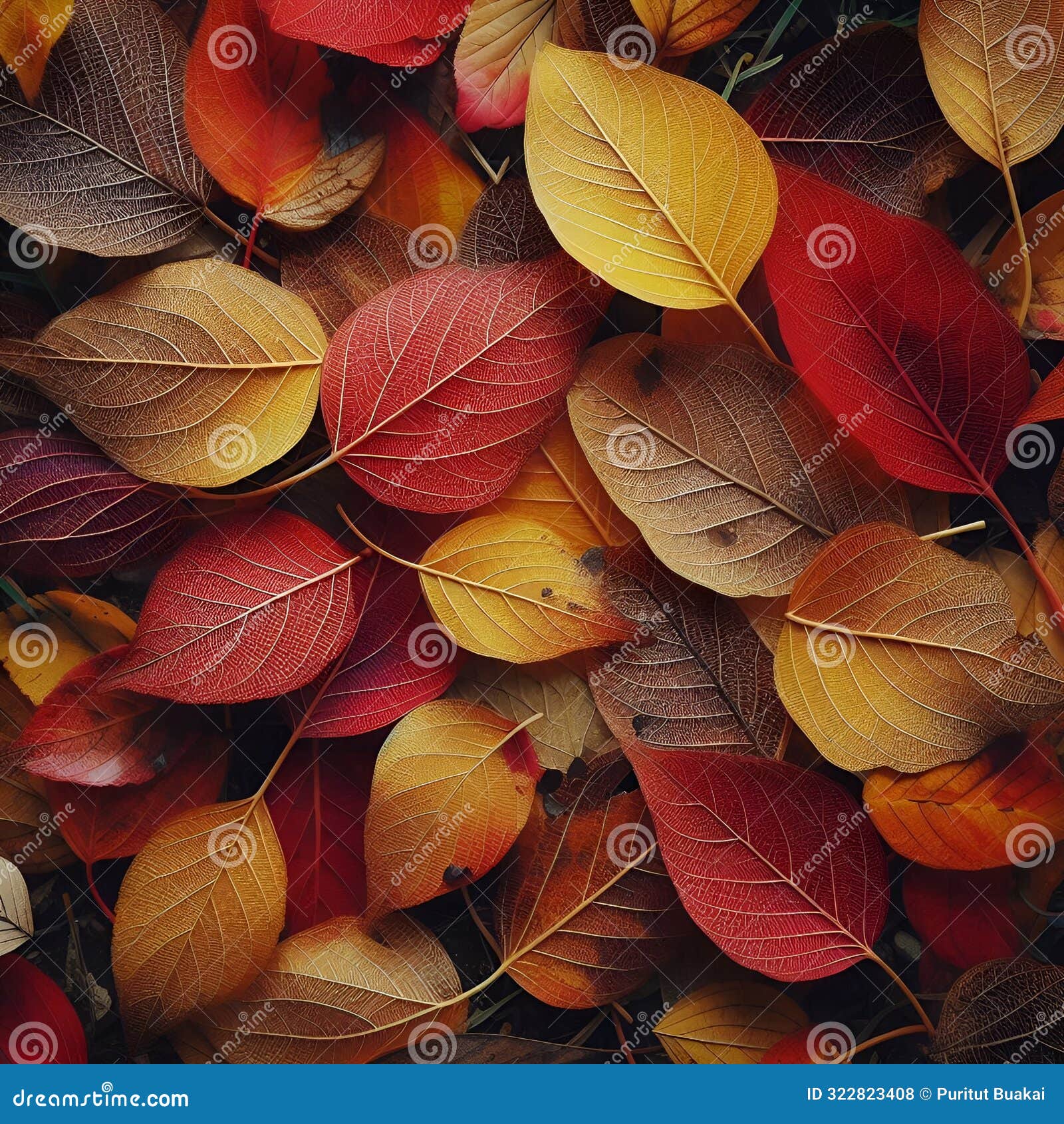 The Falling and Piling Up of Colorful Leaves Stock Illustration ...
