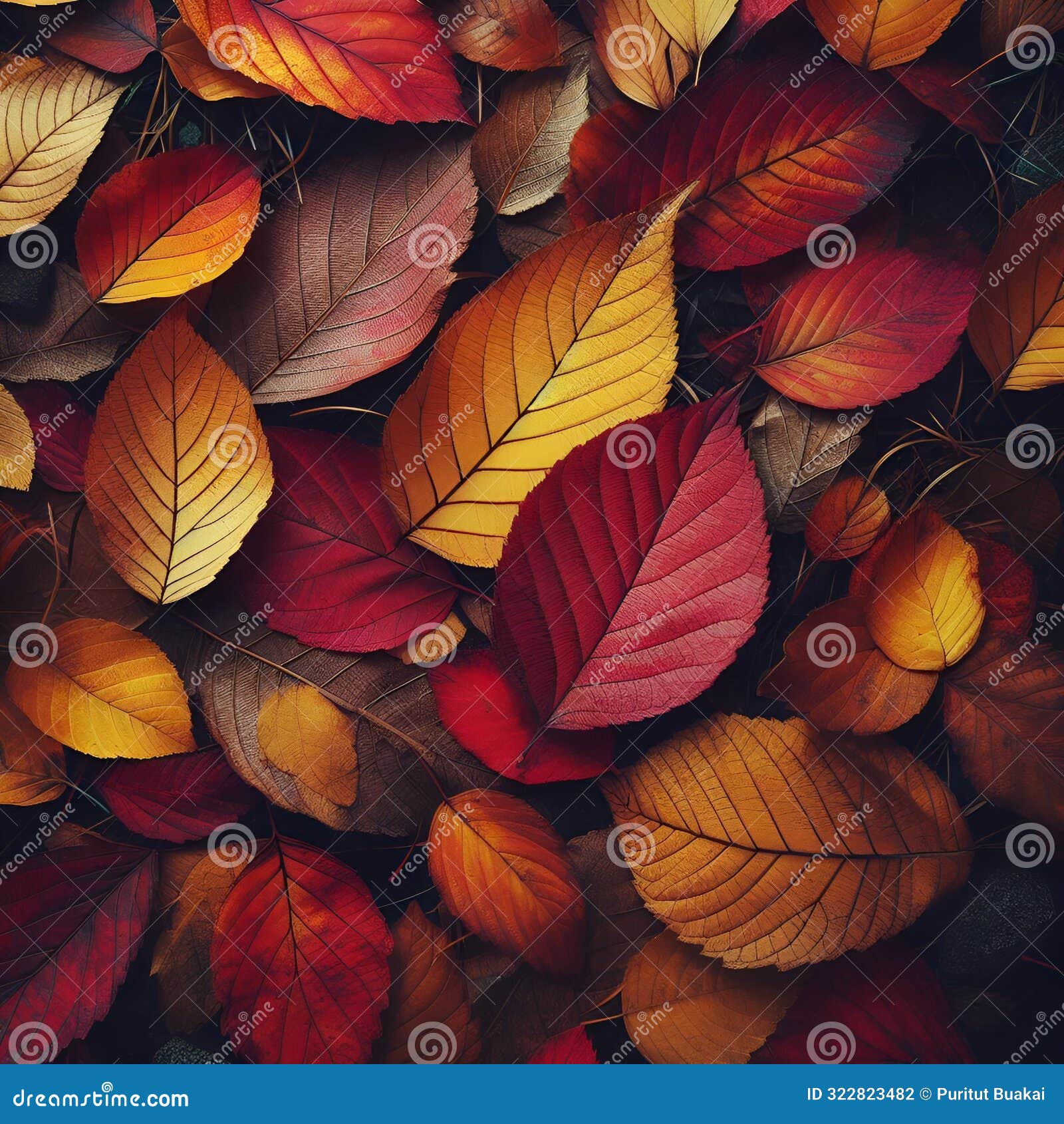 The Falling and Piling Up of Colorful Leaves Stock Illustration ...