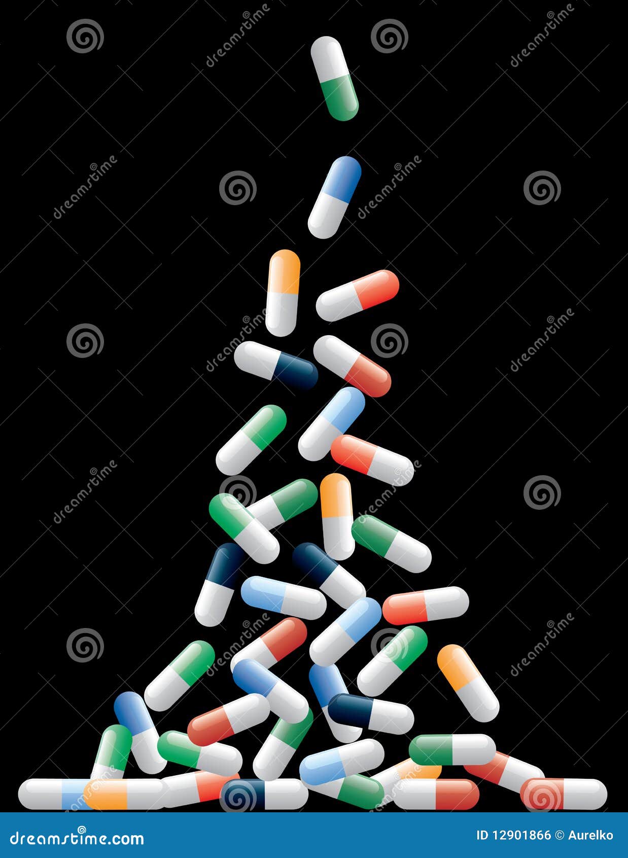 Falling pills stock vector. Illustration of virus, health - 12901866