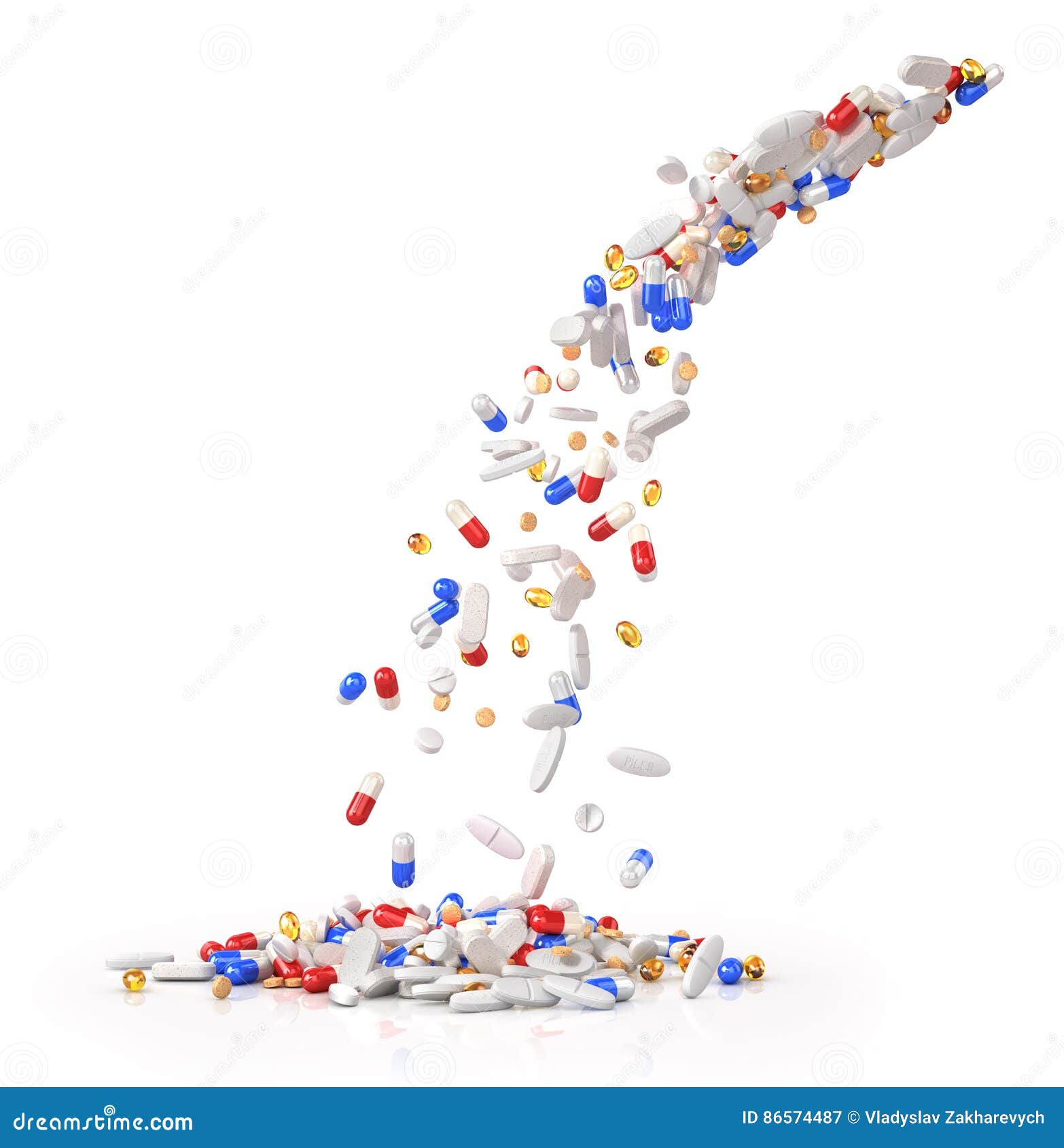 Pills Falling Out Of Bottle Vector Illustration | CartoonDealer.com ...