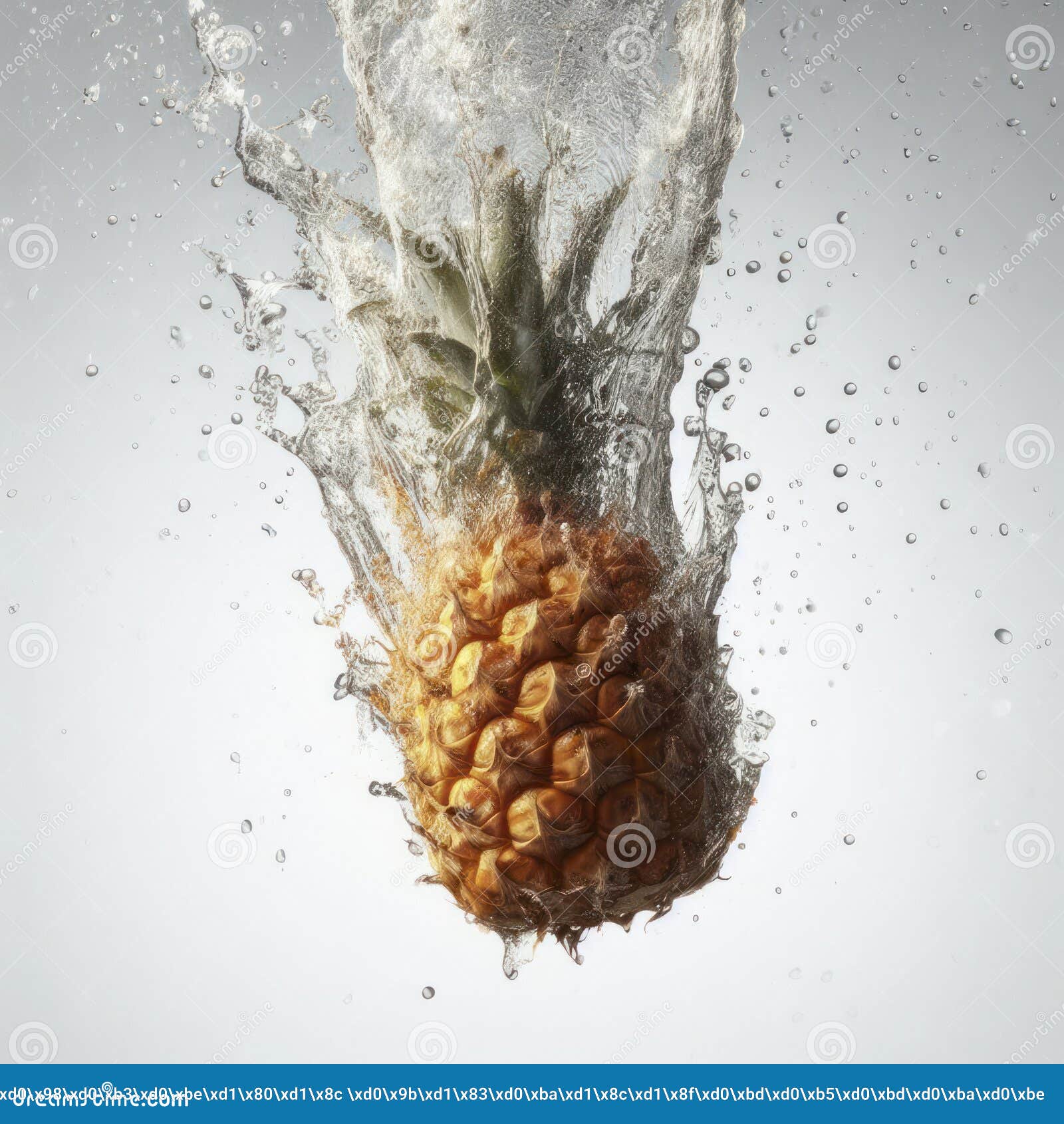 Falling Pineapple Fruit Meets Water in a Splash on White Background. Ai ...