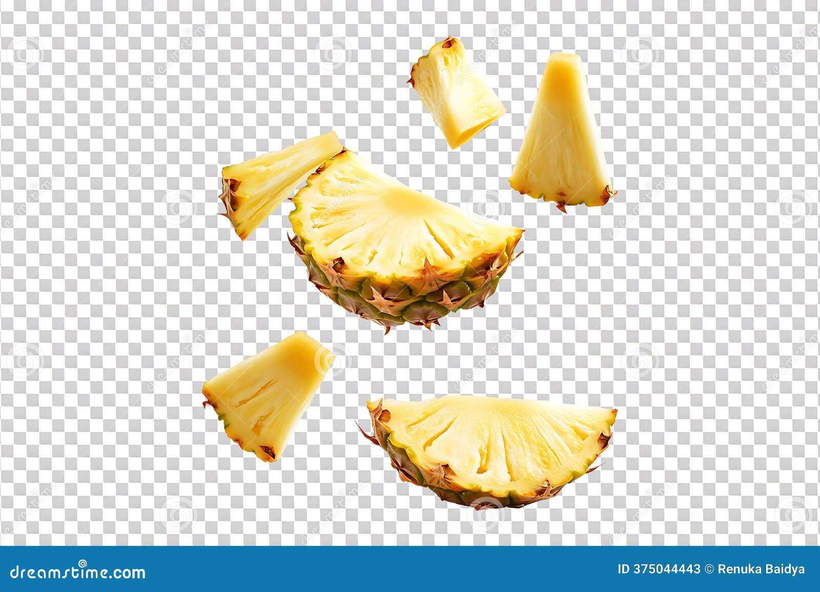 Falling Pineapple Slices In Mid Air On A Transparent Background. AI ...
