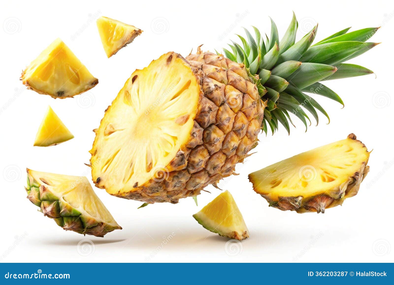 Falling Pineapple, Water Splash On Blue Background Stock Illustration ...