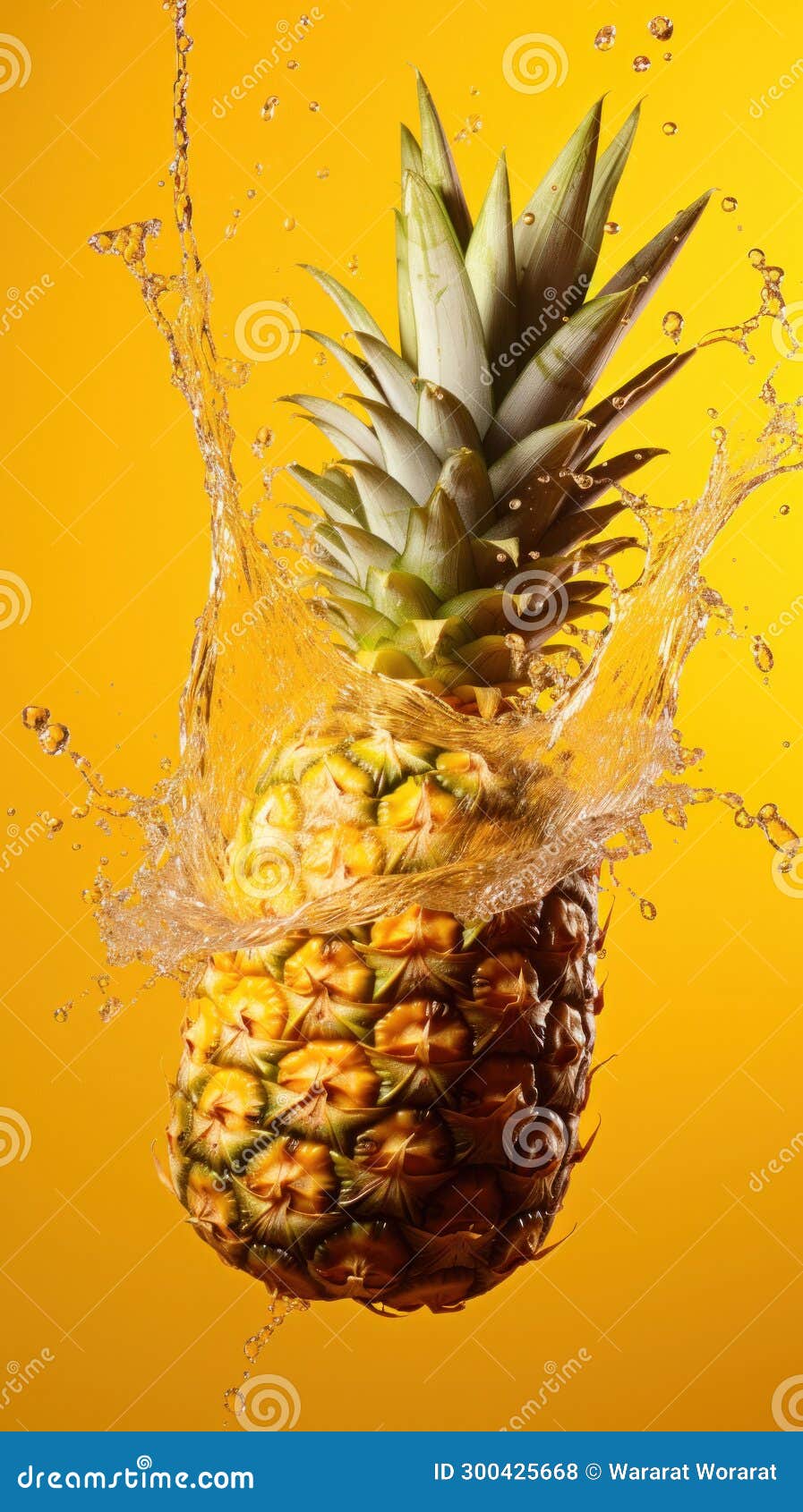 Falling Pineapple, Water Splash On Blue Background Royalty-Free ...