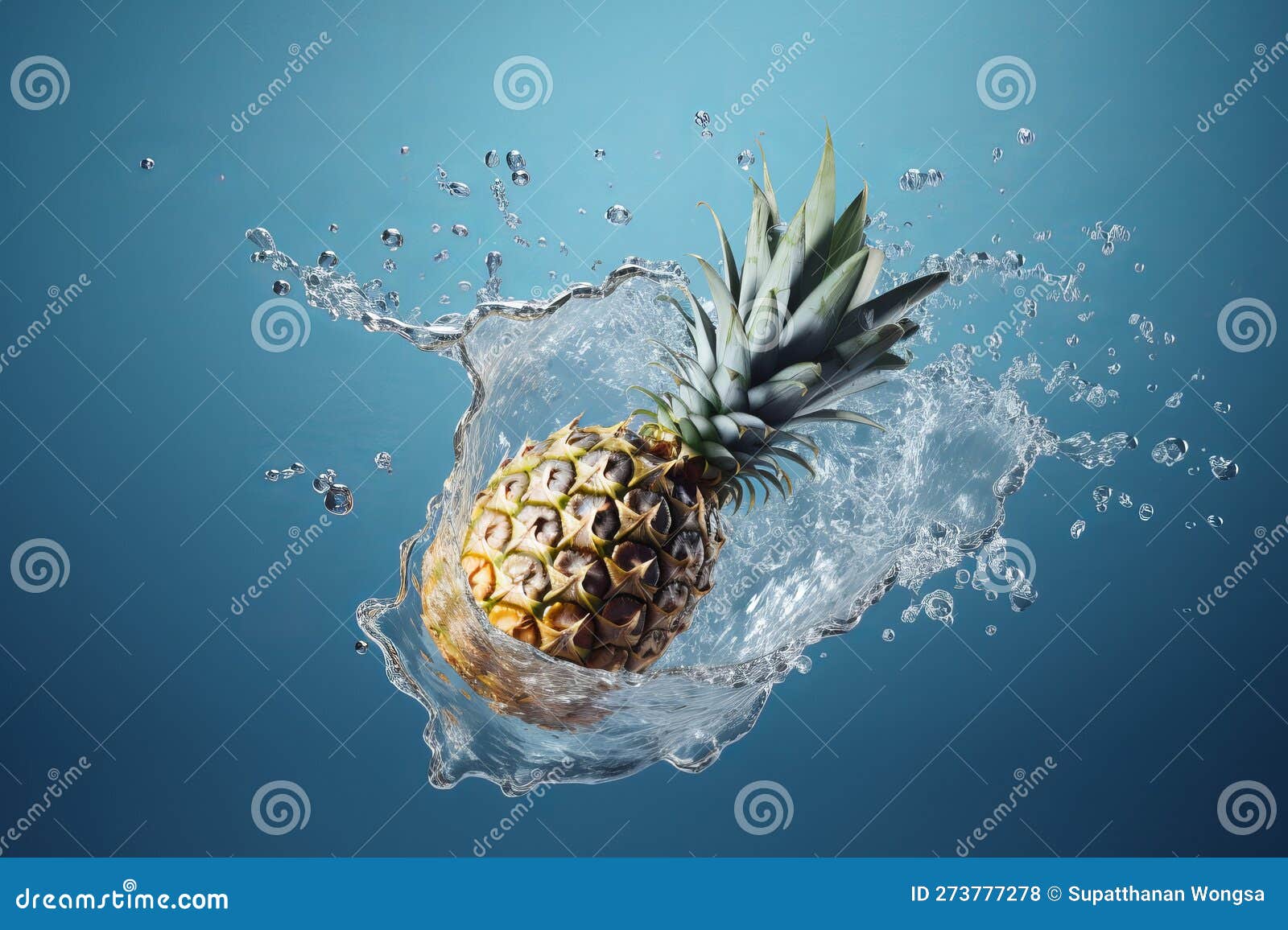 Pineapple In Water Splash On White Background. Tropical Fruit Royalty ...