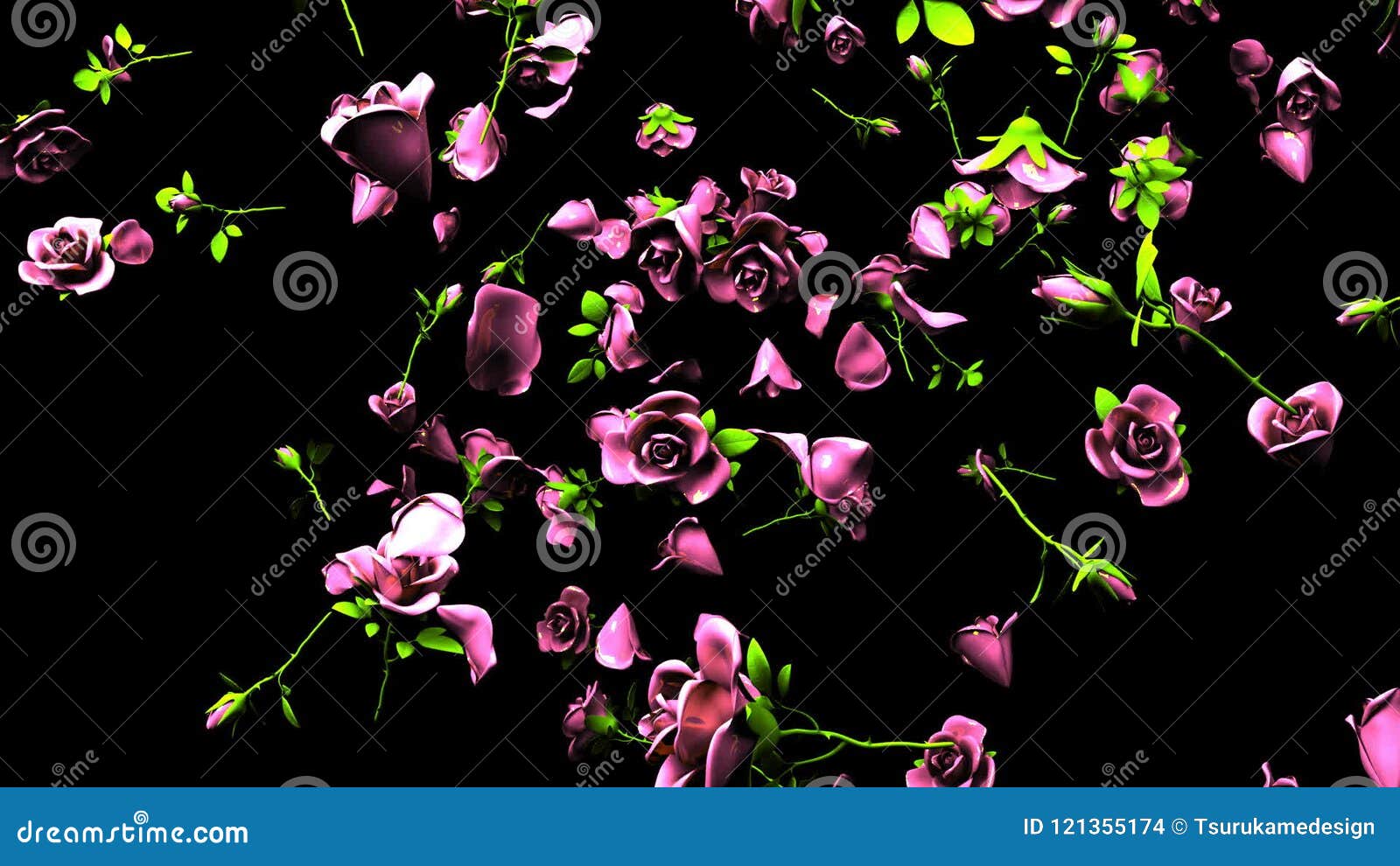 Falling Pink Roses on Black Background Stock Footage - Video of ...