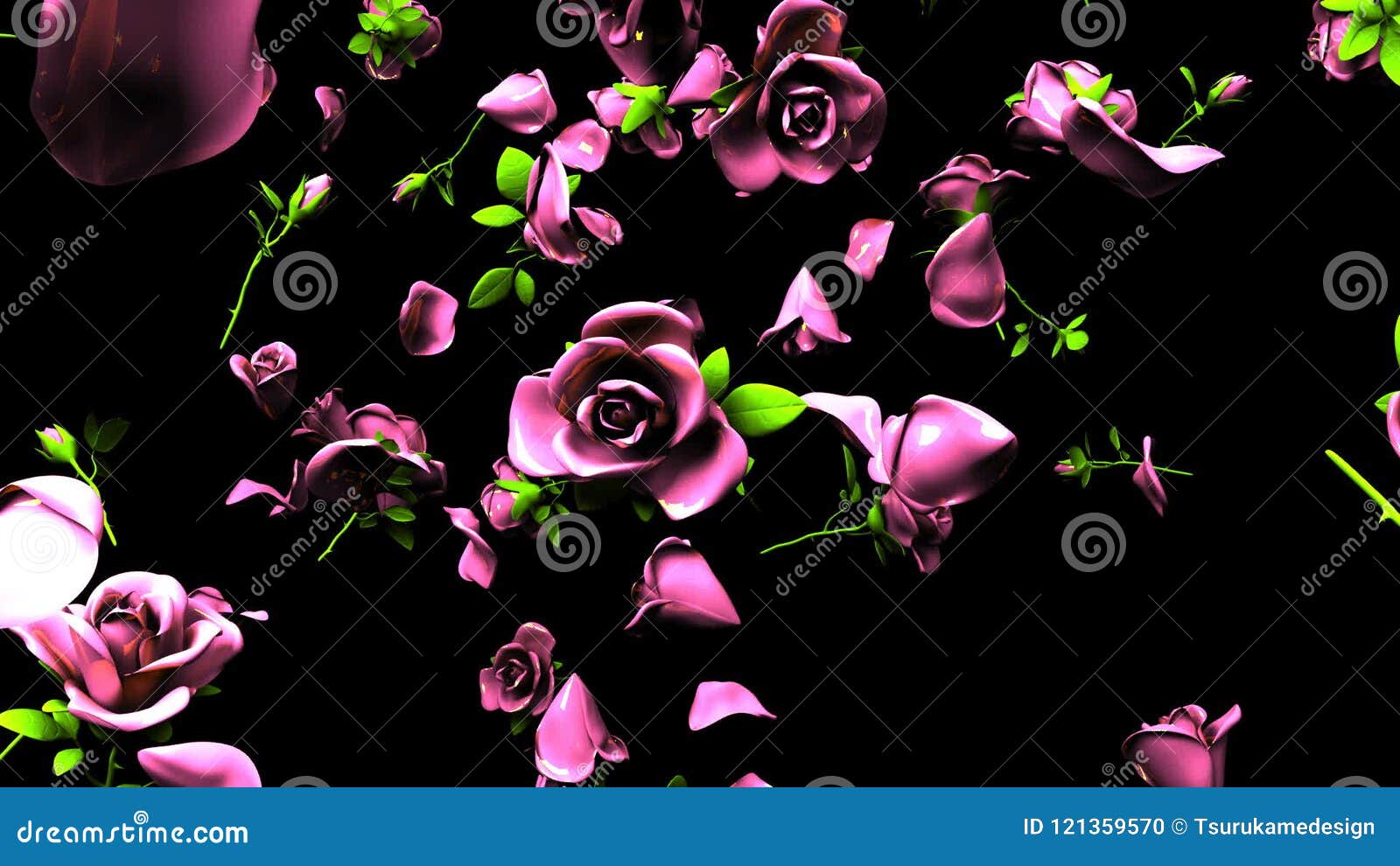Falling Pink Roses on Black Background Stock Footage - Video of scatter ...