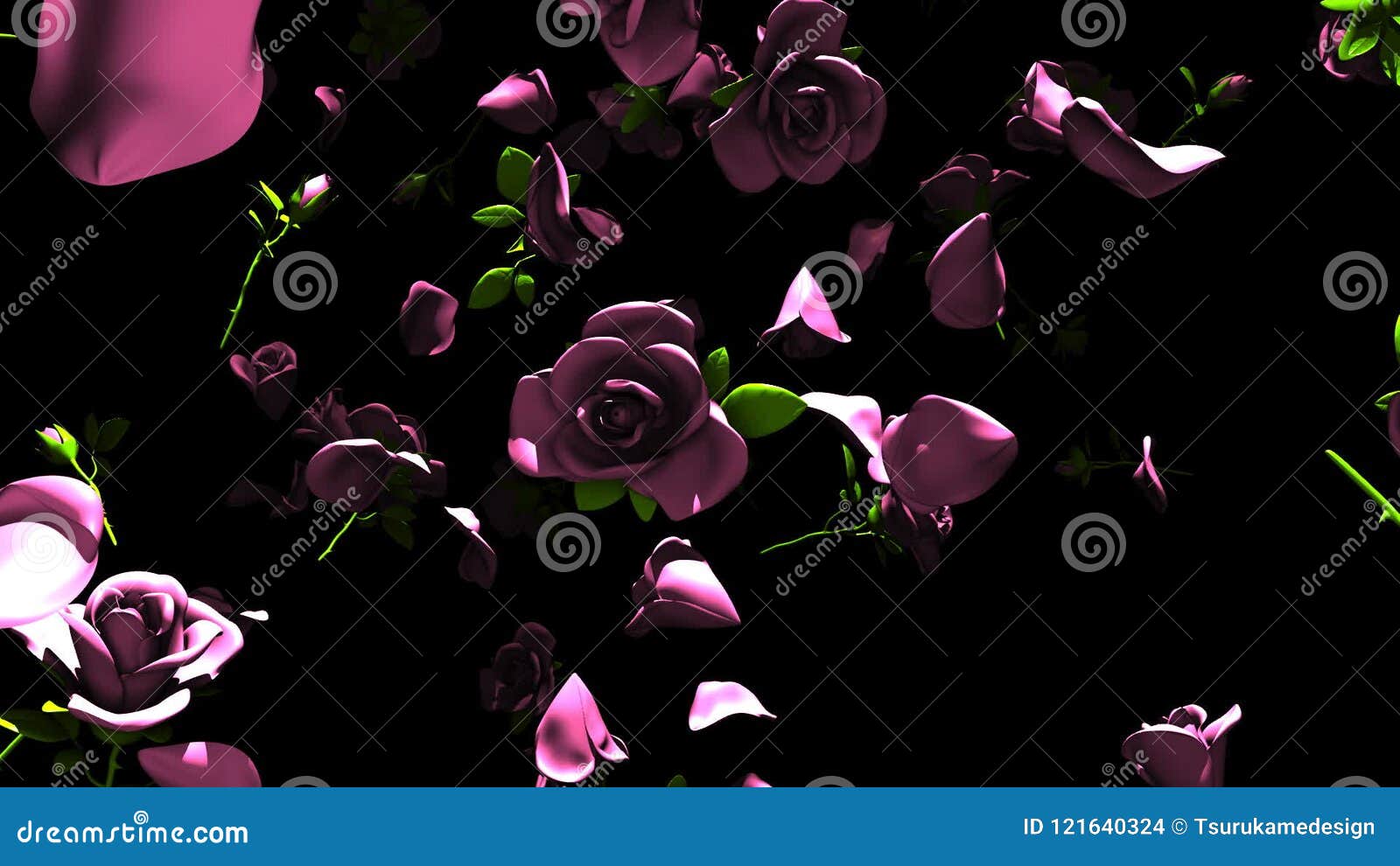 Falling Pink Roses on Black Background Stock Footage - Video of love ...