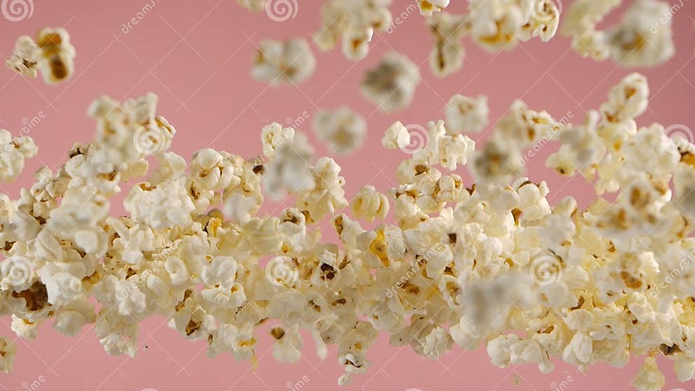 Falling Popcorn, Isolated on Pink Background. Stock Illustration ...