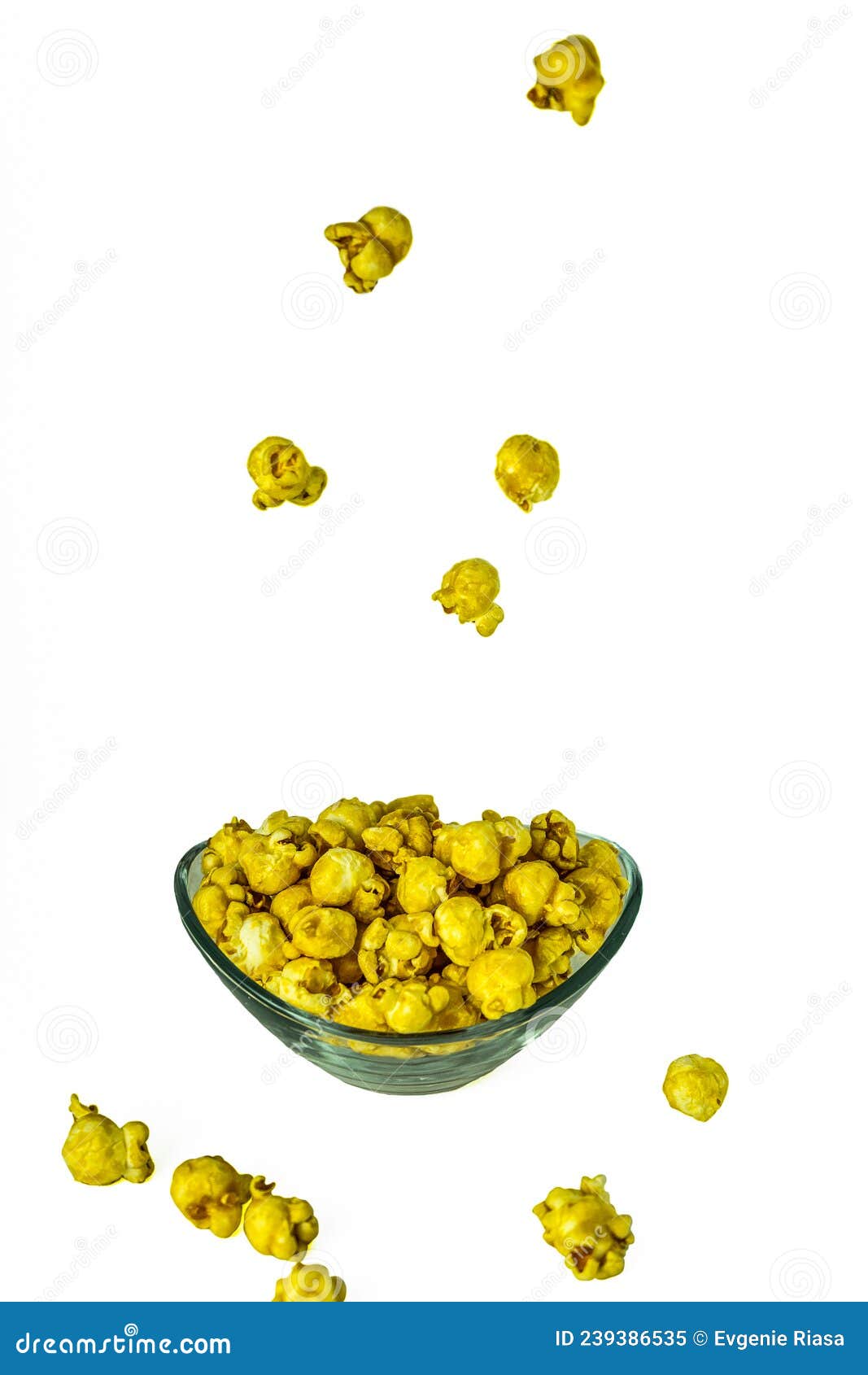 Falling Popcorn on a White Background. Levitating Popcorn Around a ...