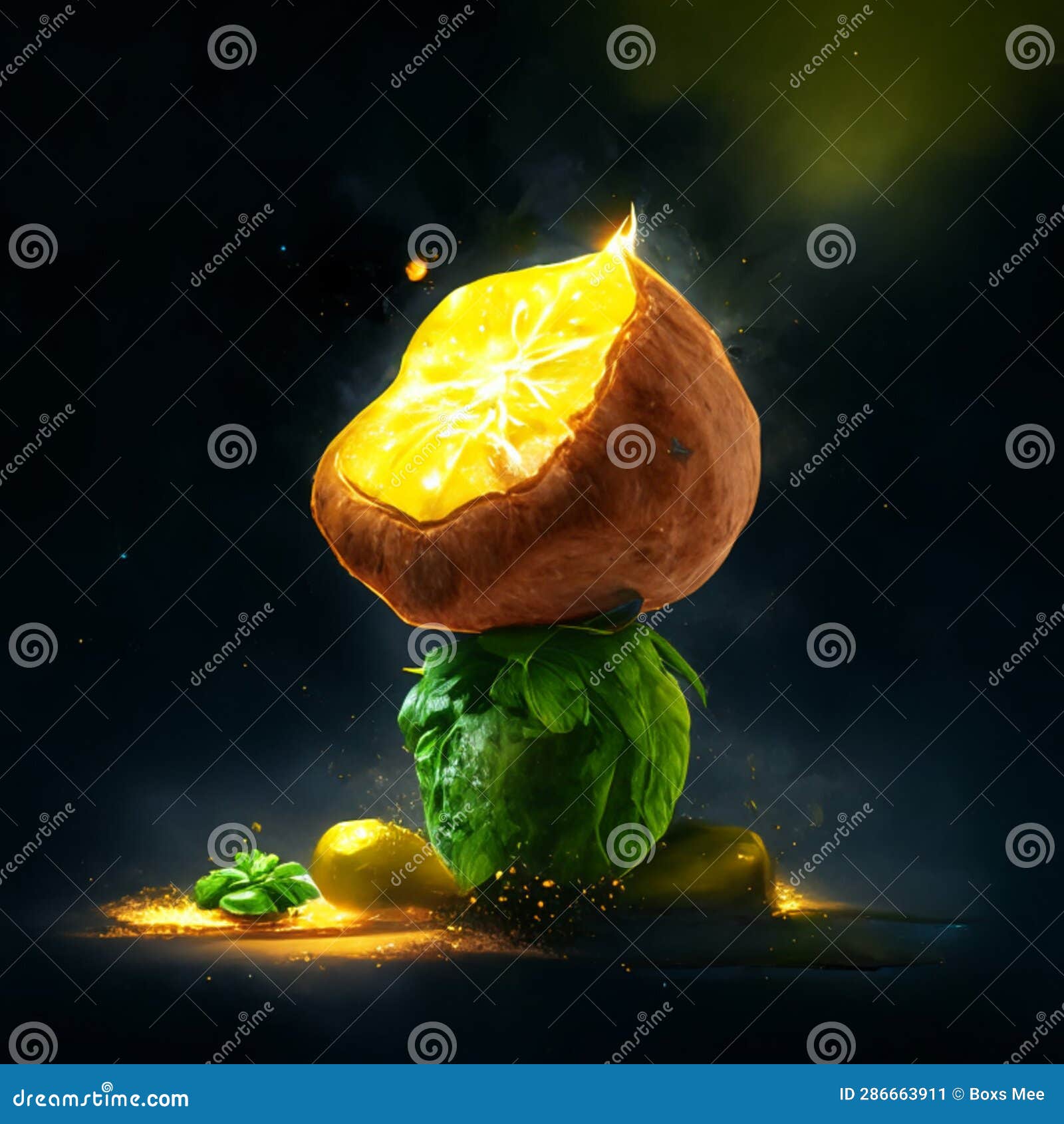 Falling Potato on Black Background. 3d Rendering, 3d Illustration Stock ...