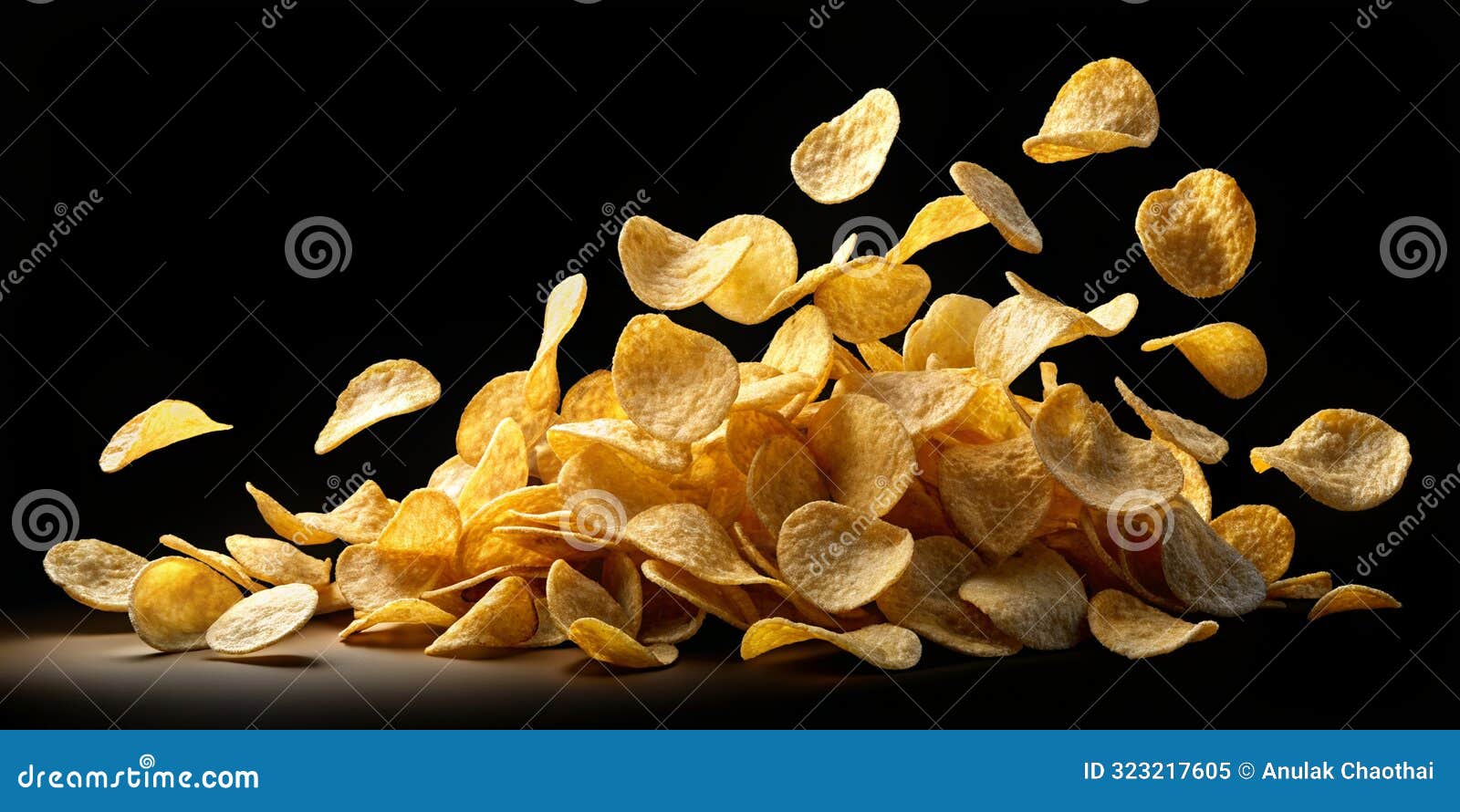 Falling Potato Chips. Realistic Fried Crispy Snack Stock Photography ...