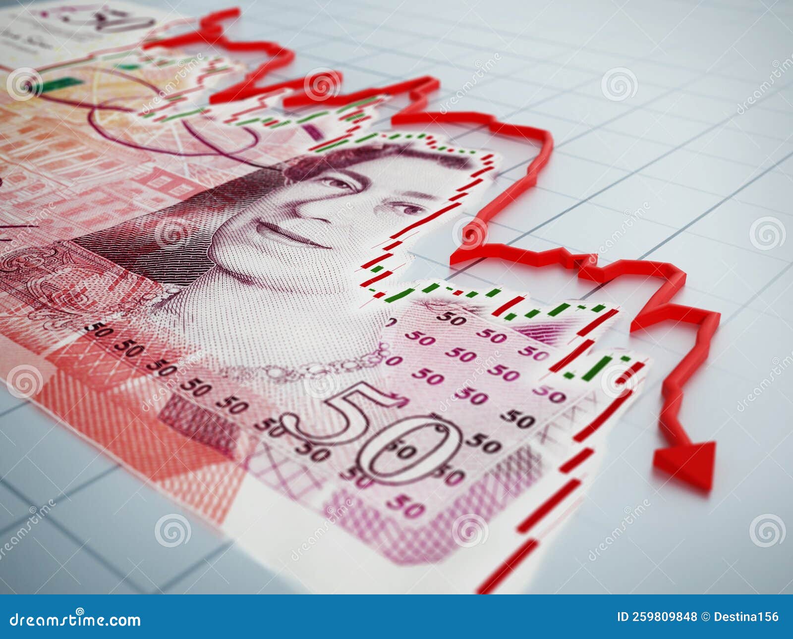 Falling Pound or Sterling Value. 3D Illustration Editorial Stock Photo ...