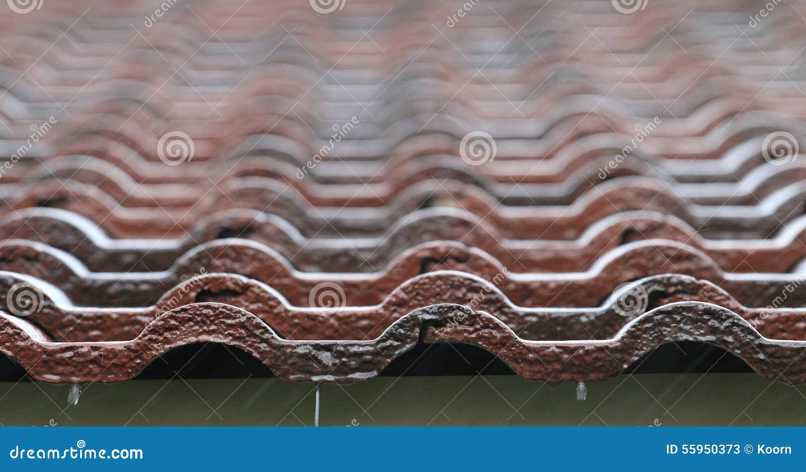 Falling Rain Drop on Brown Brick Roof Stock Image - Image of roof ...