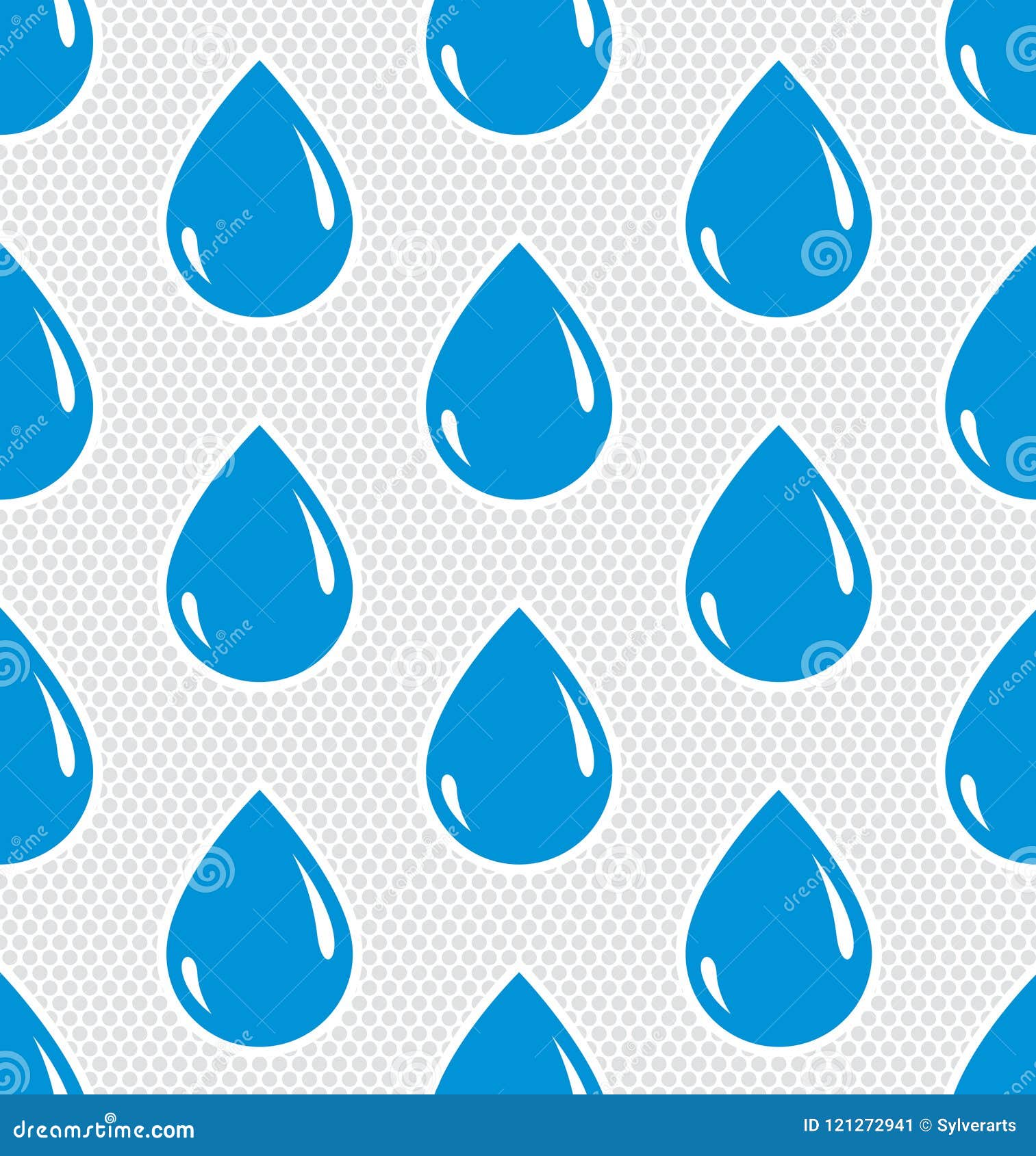Falling Rain Drops Water Vector Seamless Pattern, Blue Colored R Stock ...