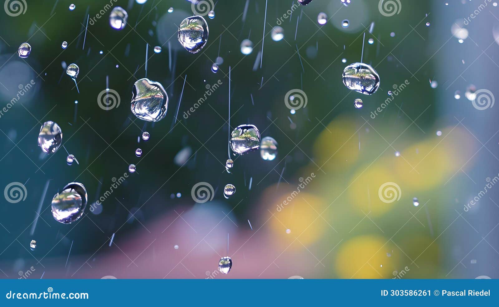 Falling Raindrops Captured Mid-air. Close Up Stock Illustration ...