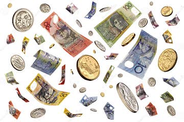 Falling Raining Australian Money Stock Image - Image of float, invest ...