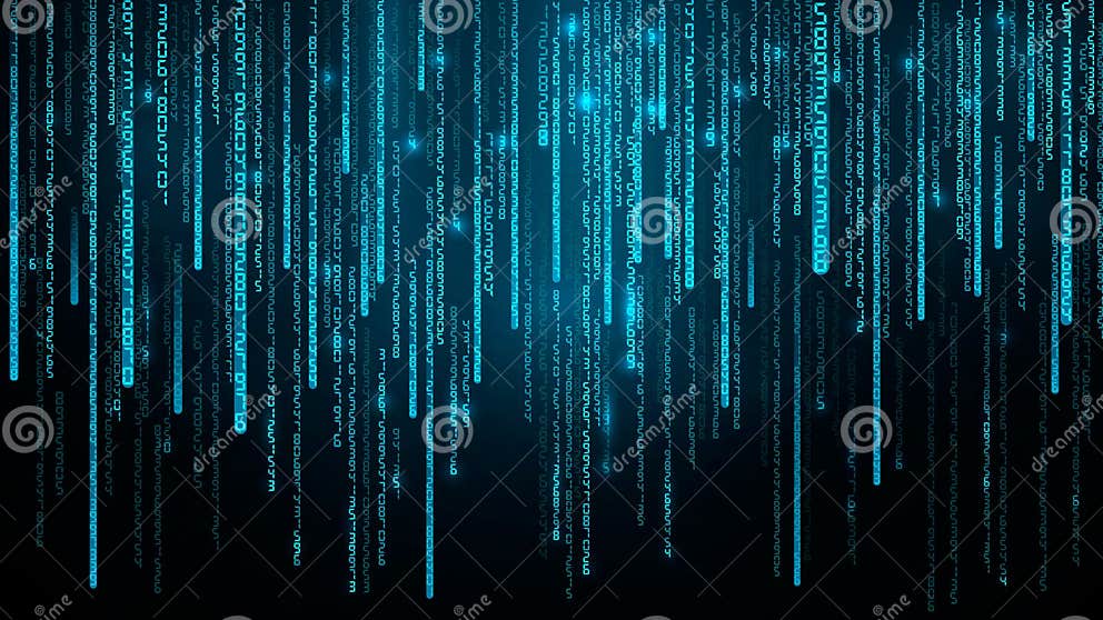 Falling Random Numbers. Blue Matrix Background. Stream of Decimal ...