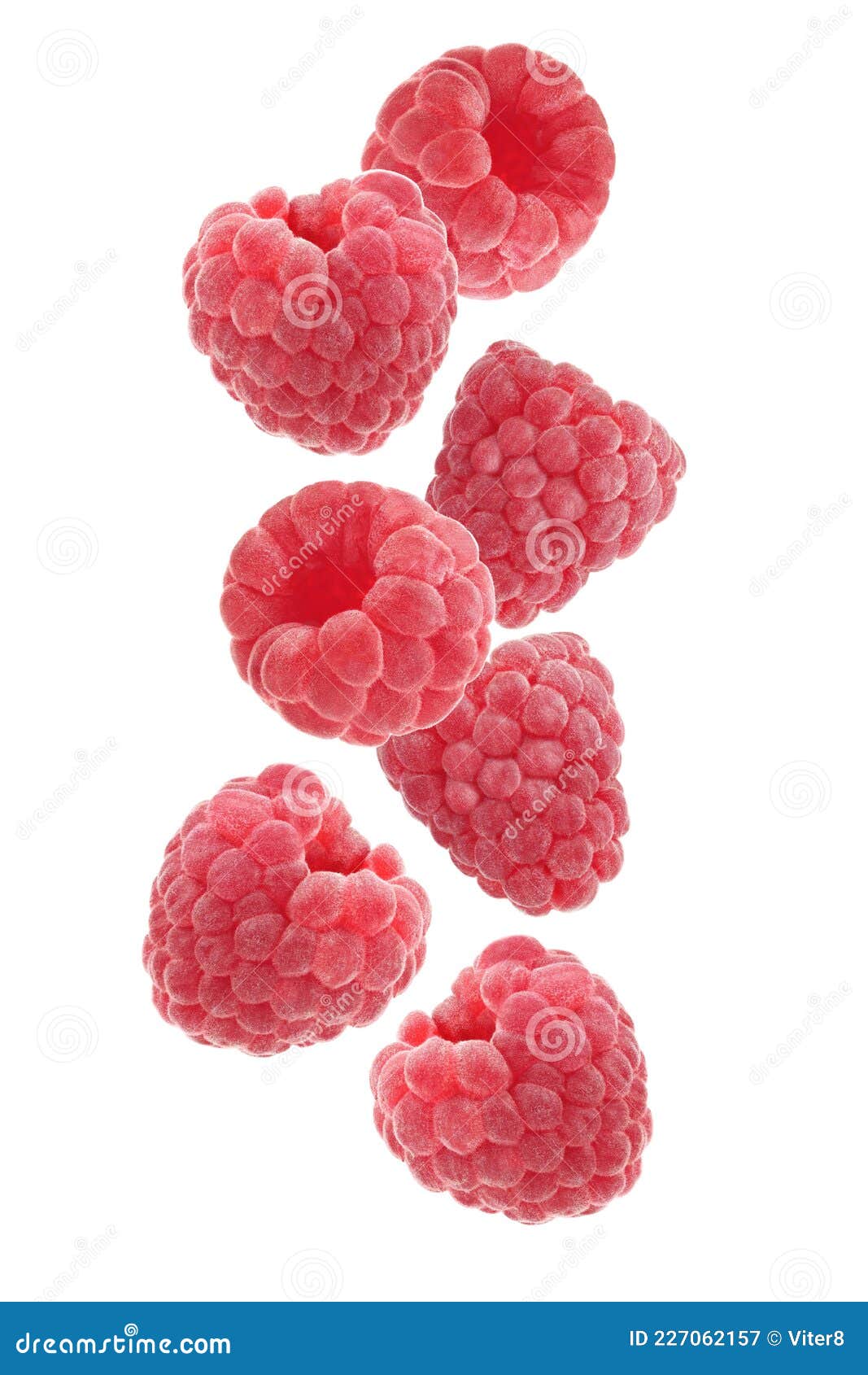 Falling Raspberry Isolated on White Stock Image - Image of group ...