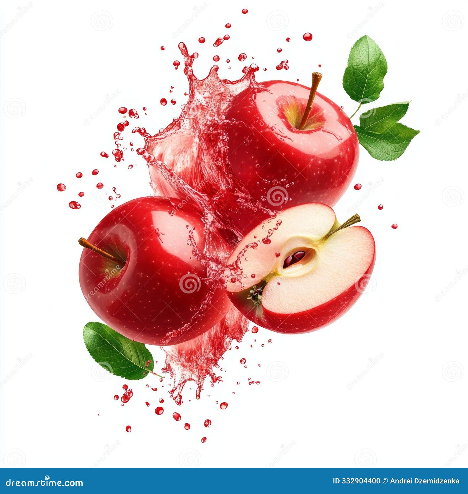 Falling Red Apples on Transparent Background with Splashes of Water ...