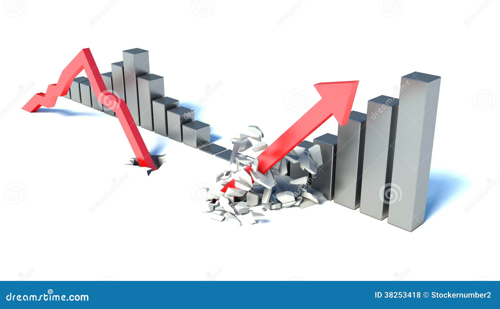 Falling Red Arrow and Lifting Stock Illustration - Illustration of ...