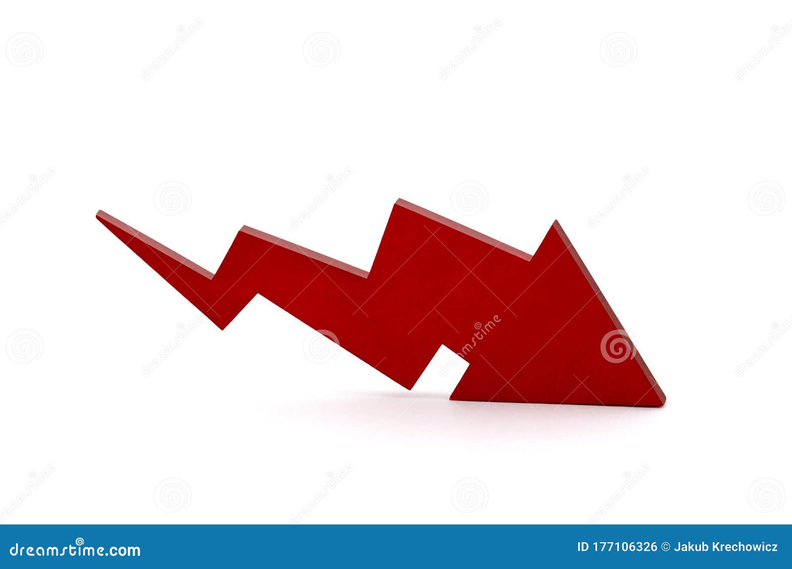 Falling Red Arrow on White Background Stock Illustration - Illustration ...